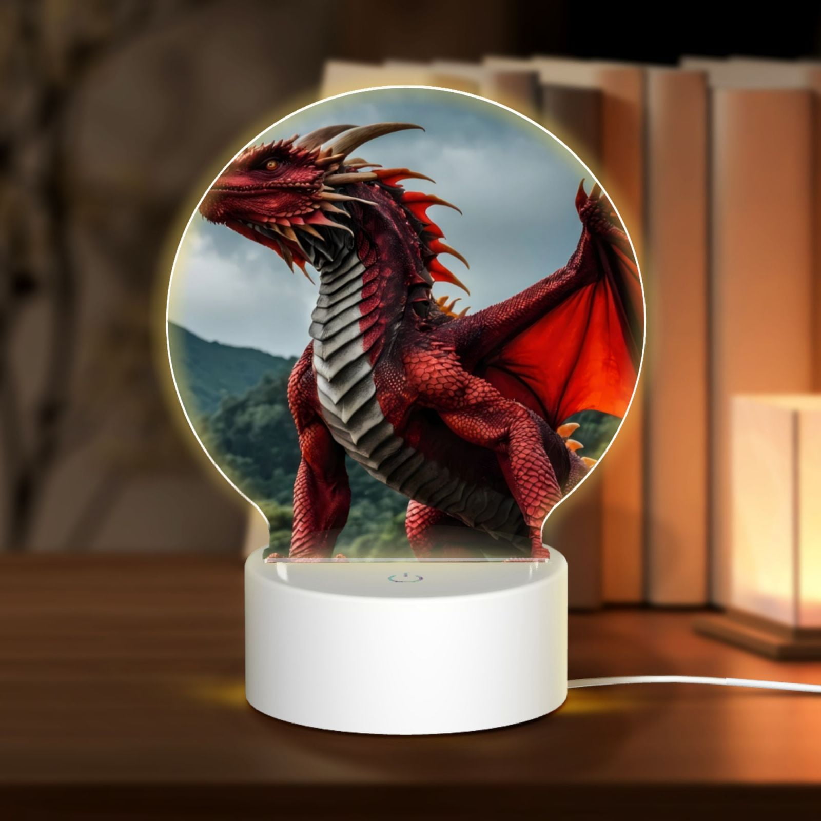 Salouo Majestic Red Dragon for Round Acrylic Night Light - Acrylic ...