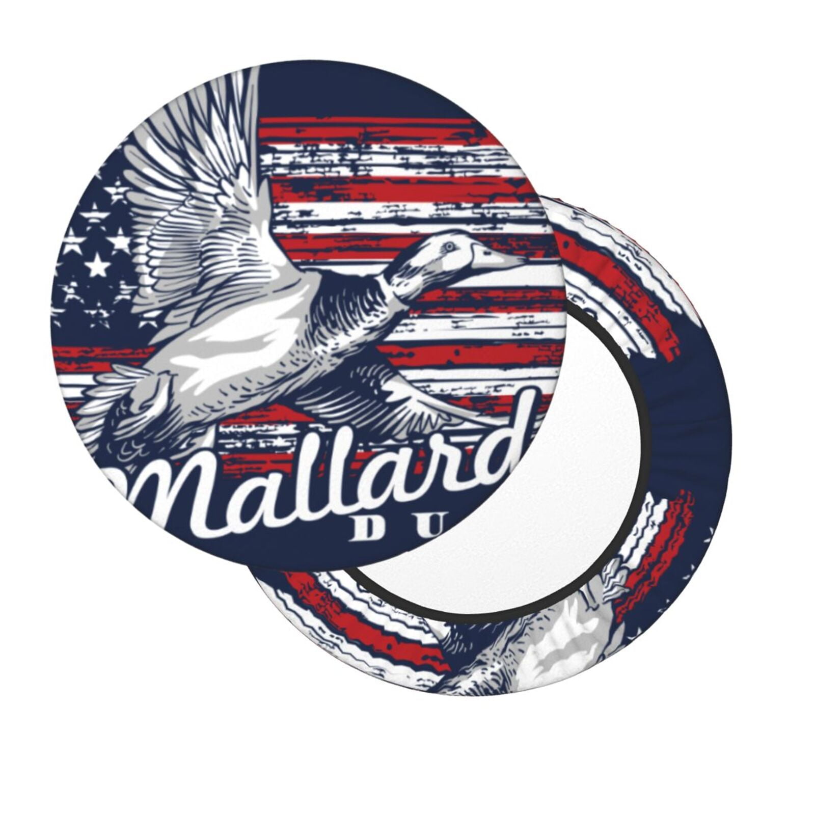 Salouo Mallard Duck With American Flag Pattern Bar Stool Cushion Cover, Round Crease-Resistant ...