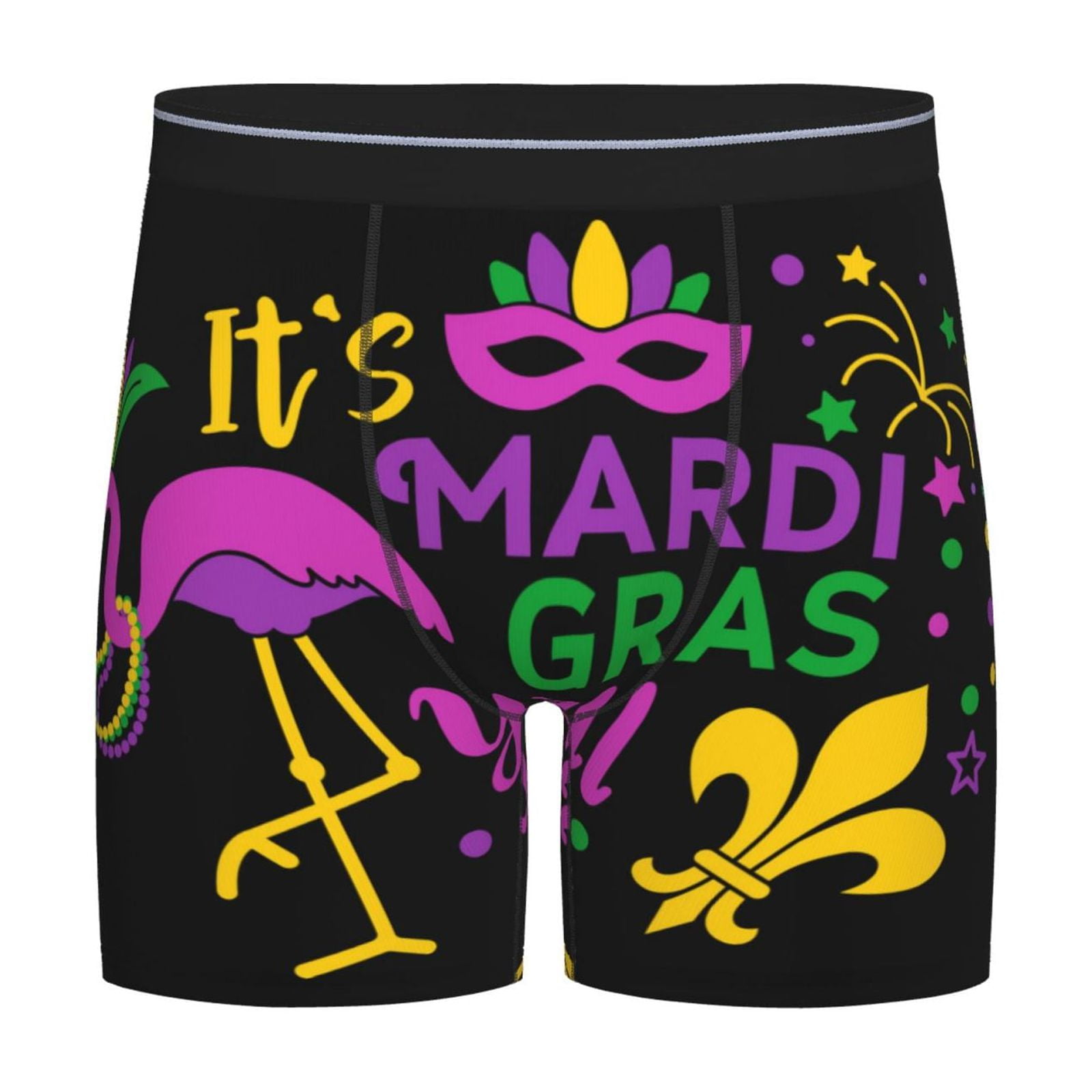 Salouo Mardi Gras with Flamingo Pattern Men's Boxer Briefs, Soft ...