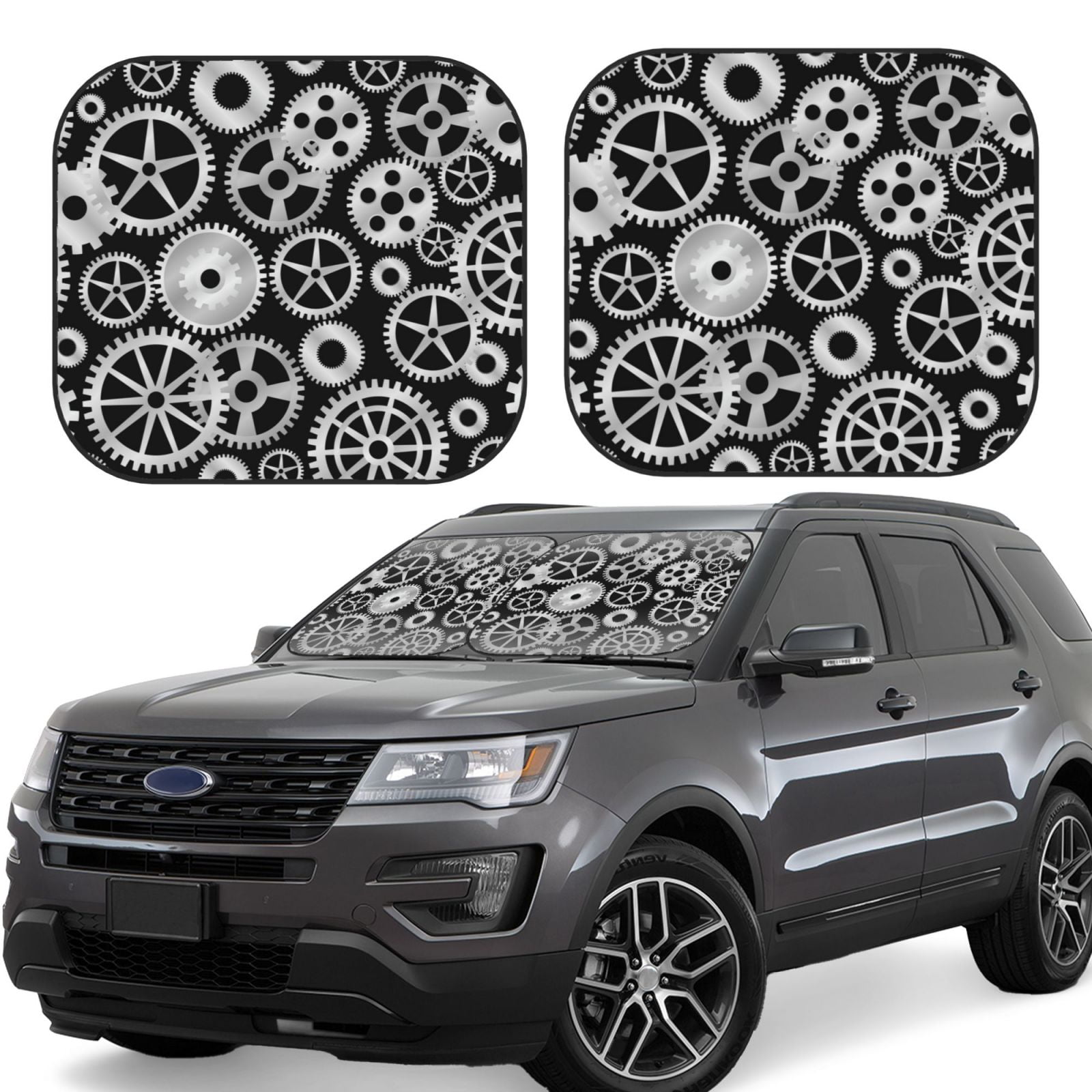 Salouo Metallic Gears Pattern Car Windshield Sun Shade Foldable | Front ...