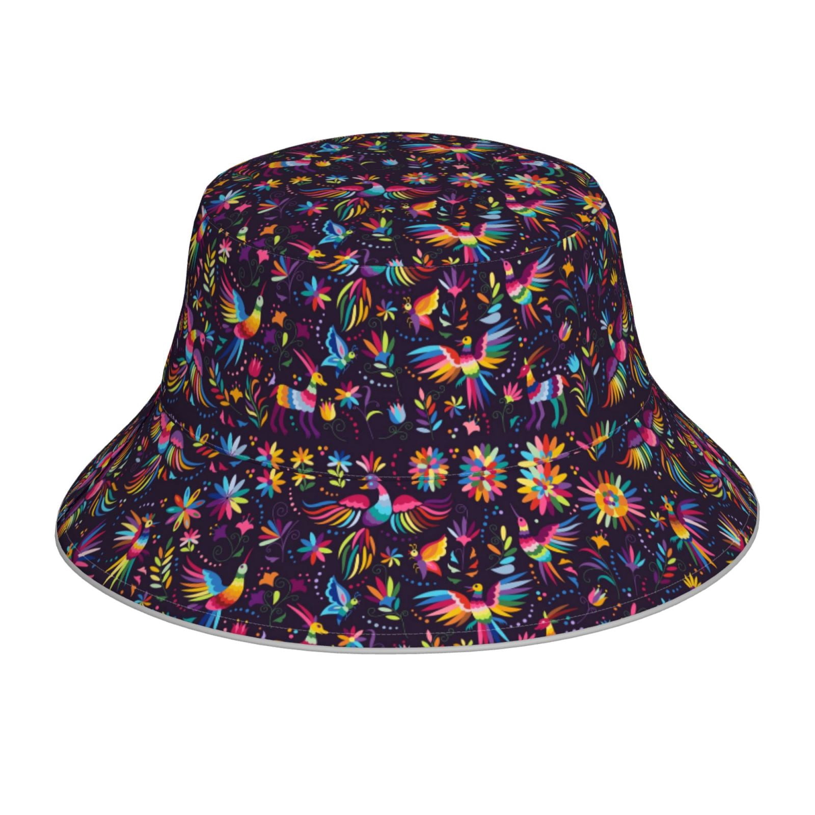Salouo Mexican Flowers Birds Print Unisex Bucket Hat, Outdoor Summer ...