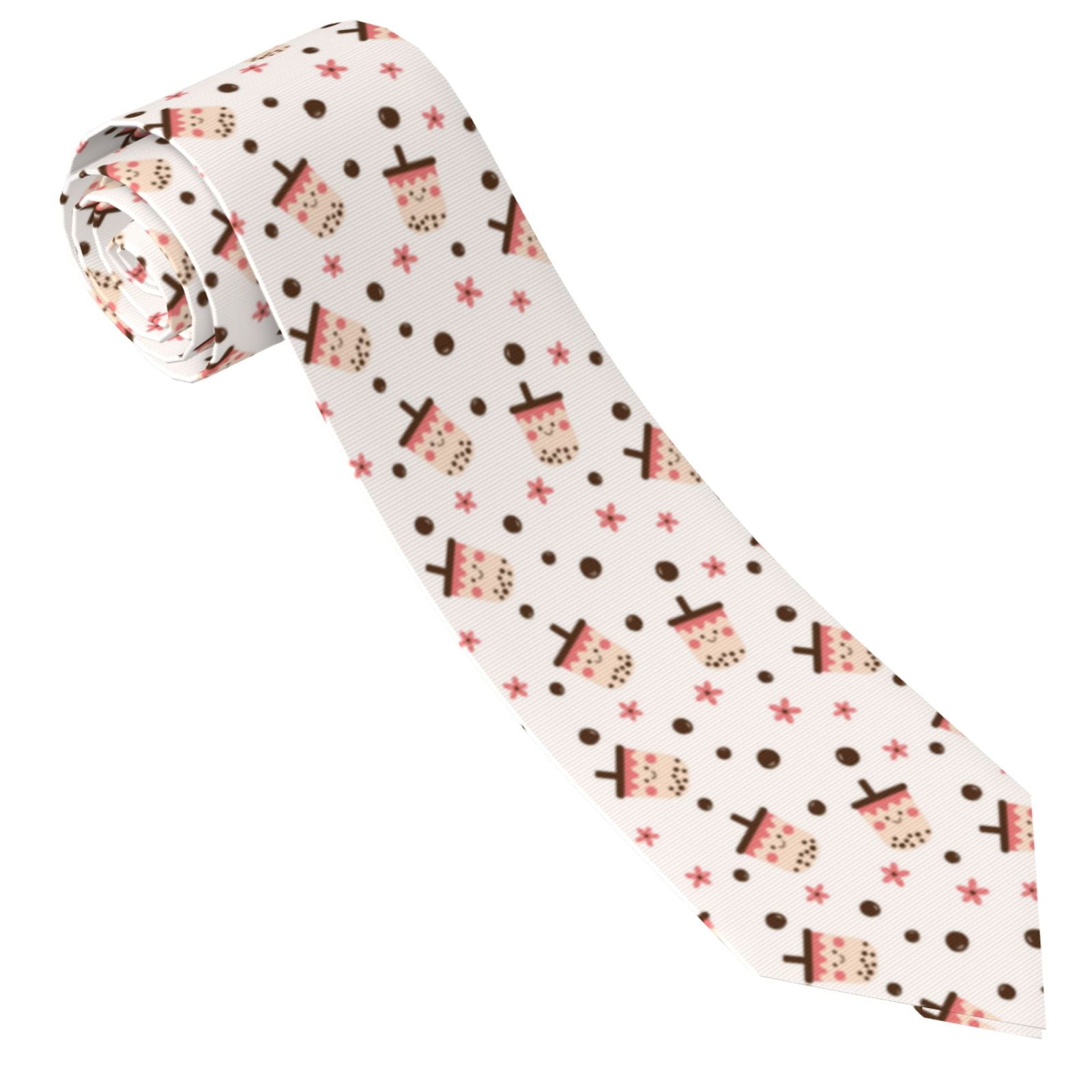 Salouo Milk Tea Pattern Men's Silk Ties 4.7"Necktie for Men Formal Ties ...