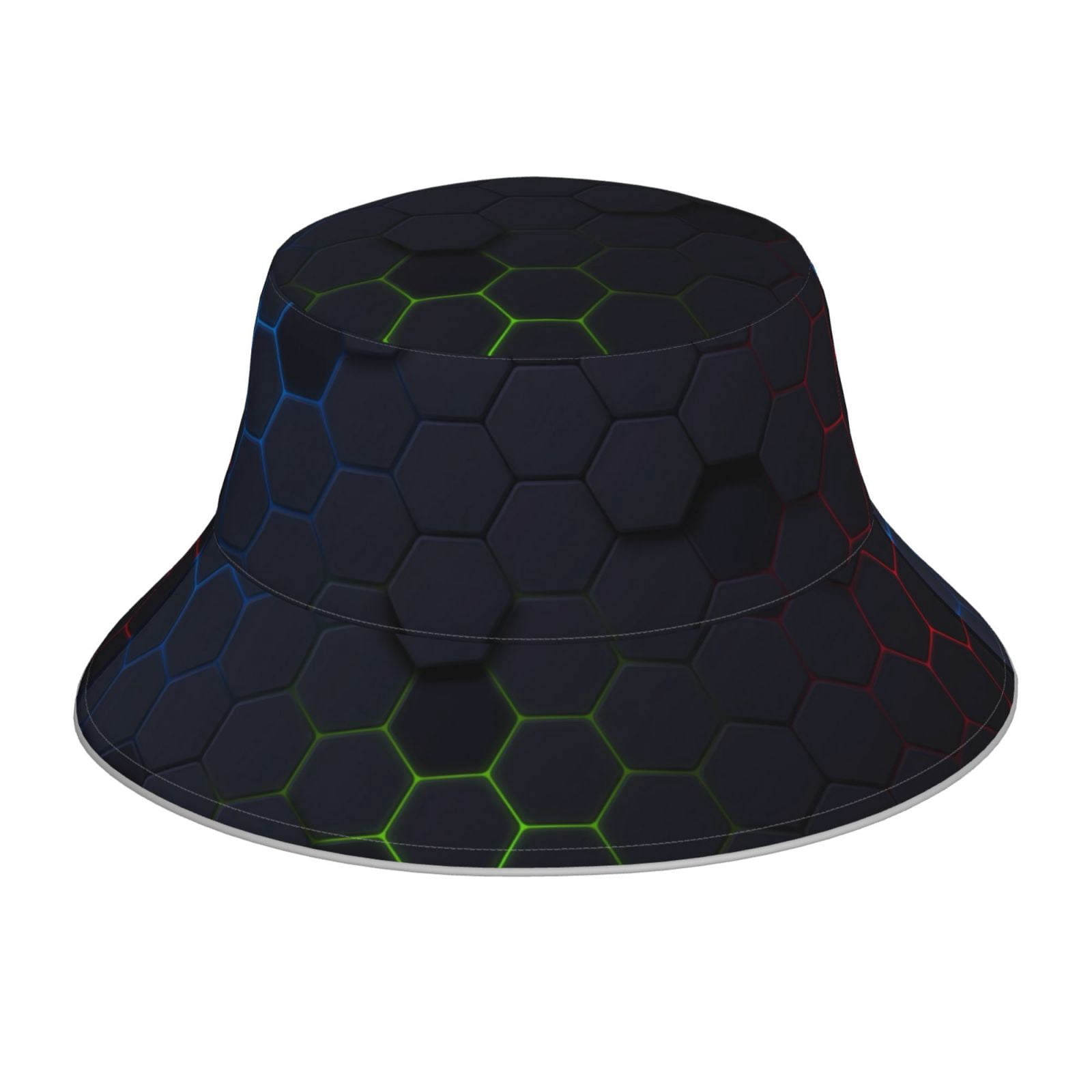 Salouo Modern Hexagonal Neon Grid Print Unisex Bucket Hat, Outdoor ...
