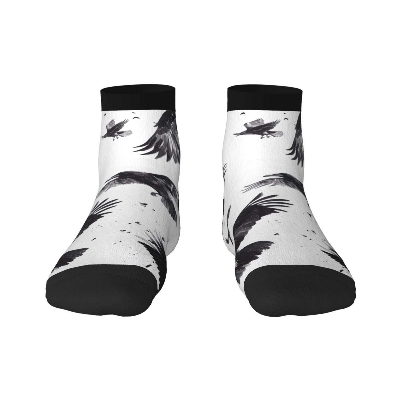 Salouo Monochrome Flying Ravens Pattern Unisex Middle Tube Socks,Middle ...