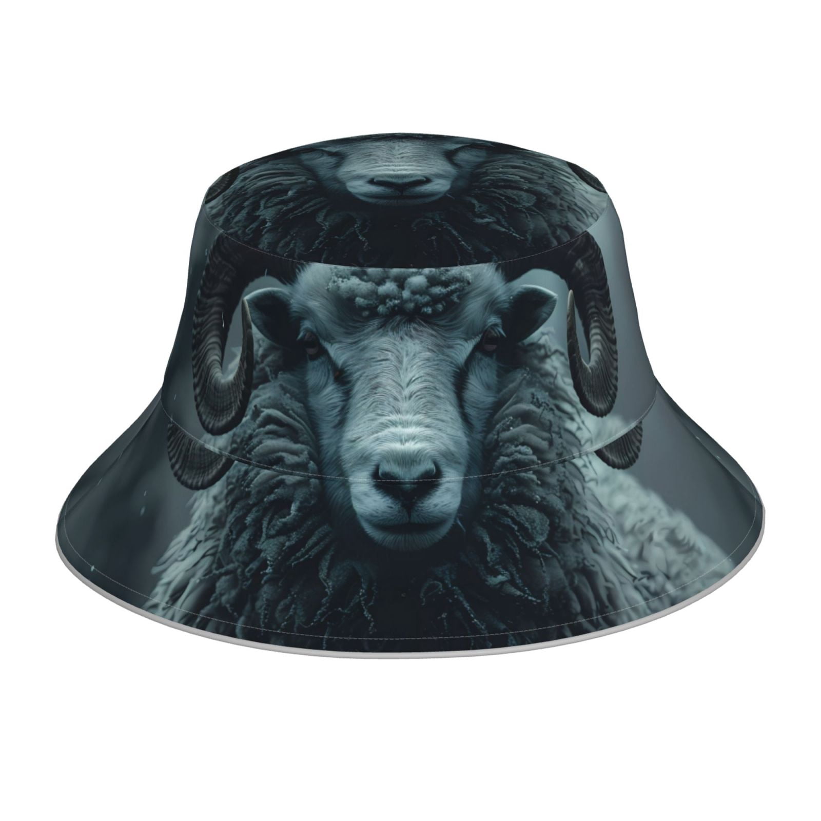 Salouo Moody Ram Portrait Print Unisex Bucket Hat, Outdoor Summer Beach ...