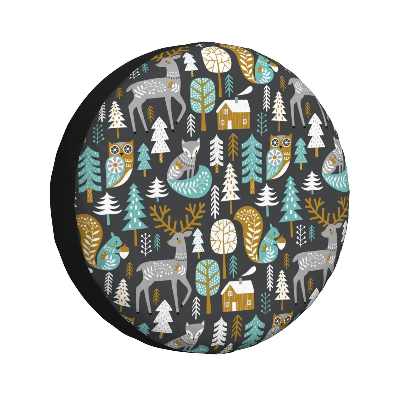 Salouo Moose Squirrel owls tree Print Spare Tire Cover 14-17 inch Spare ...