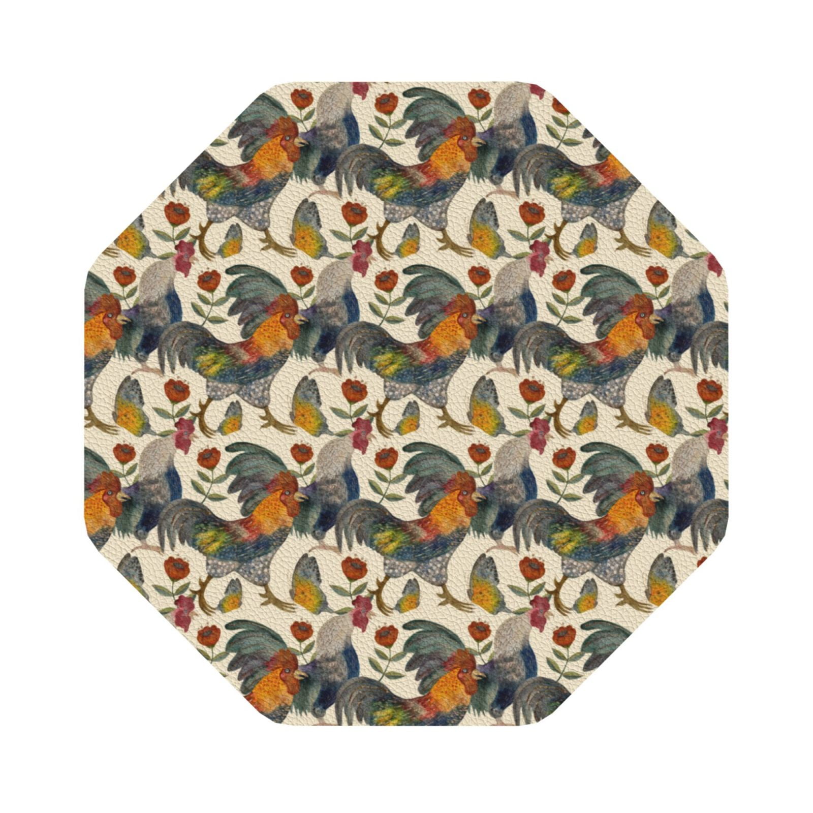 Salouo Multi-Colored Roosters Print Round Coaster,Drink Coasters ...