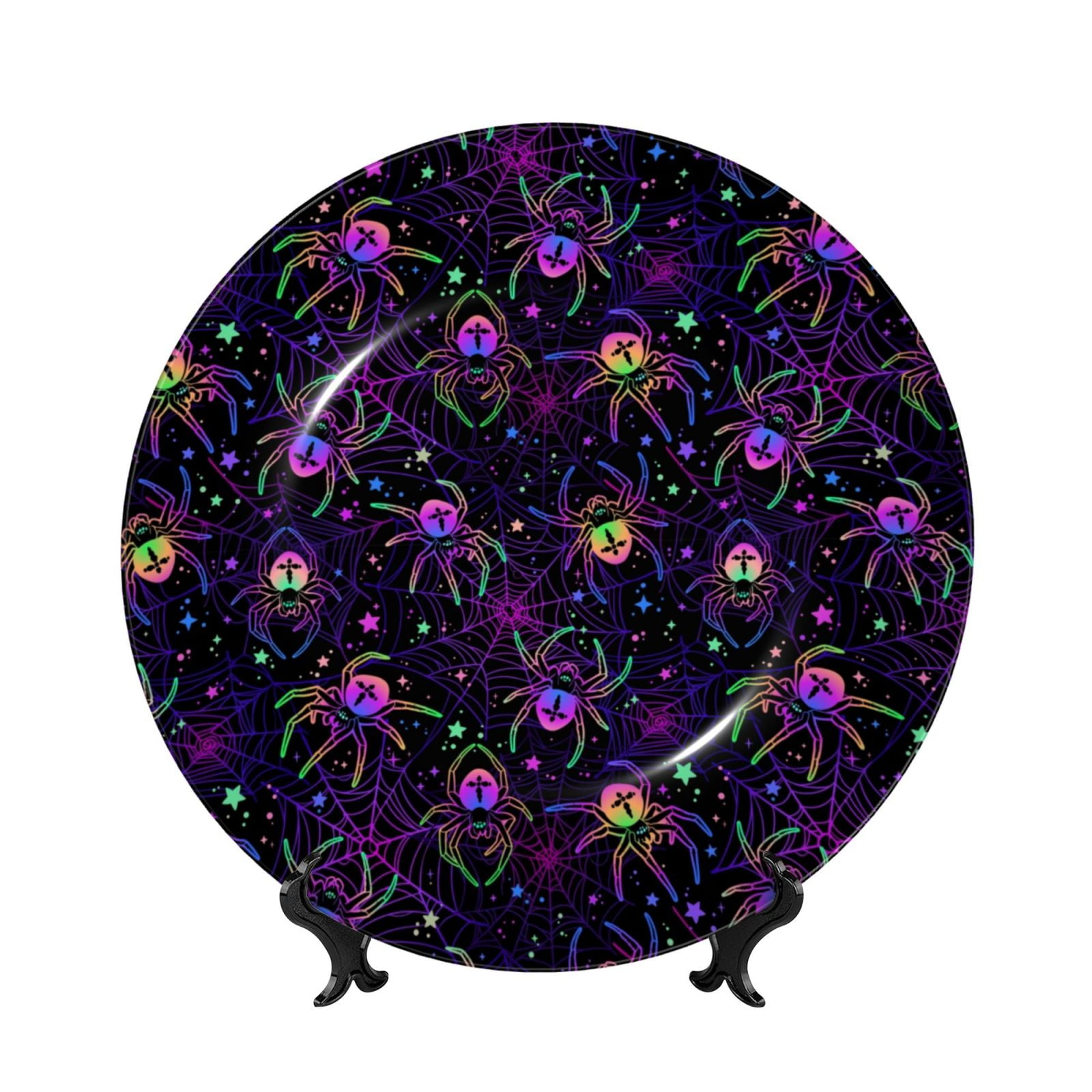 Salouo Multi-colored Spiders Pattern Bone China Decorative Plate ...