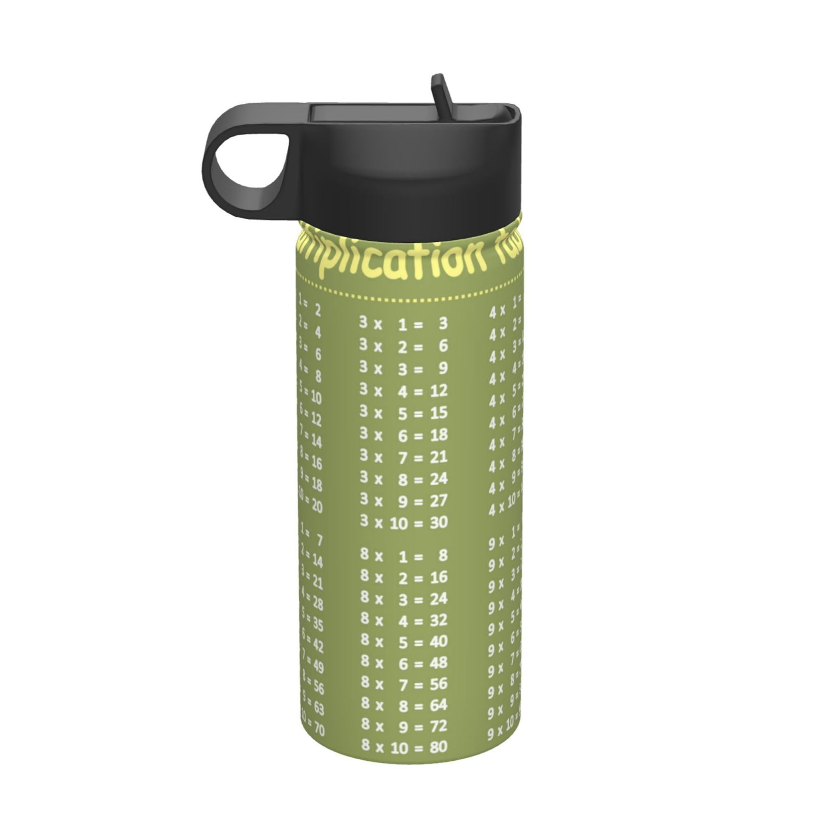 Salouo Multiplication Table1 Pattern 18 oz Water Bottle With Straw ...