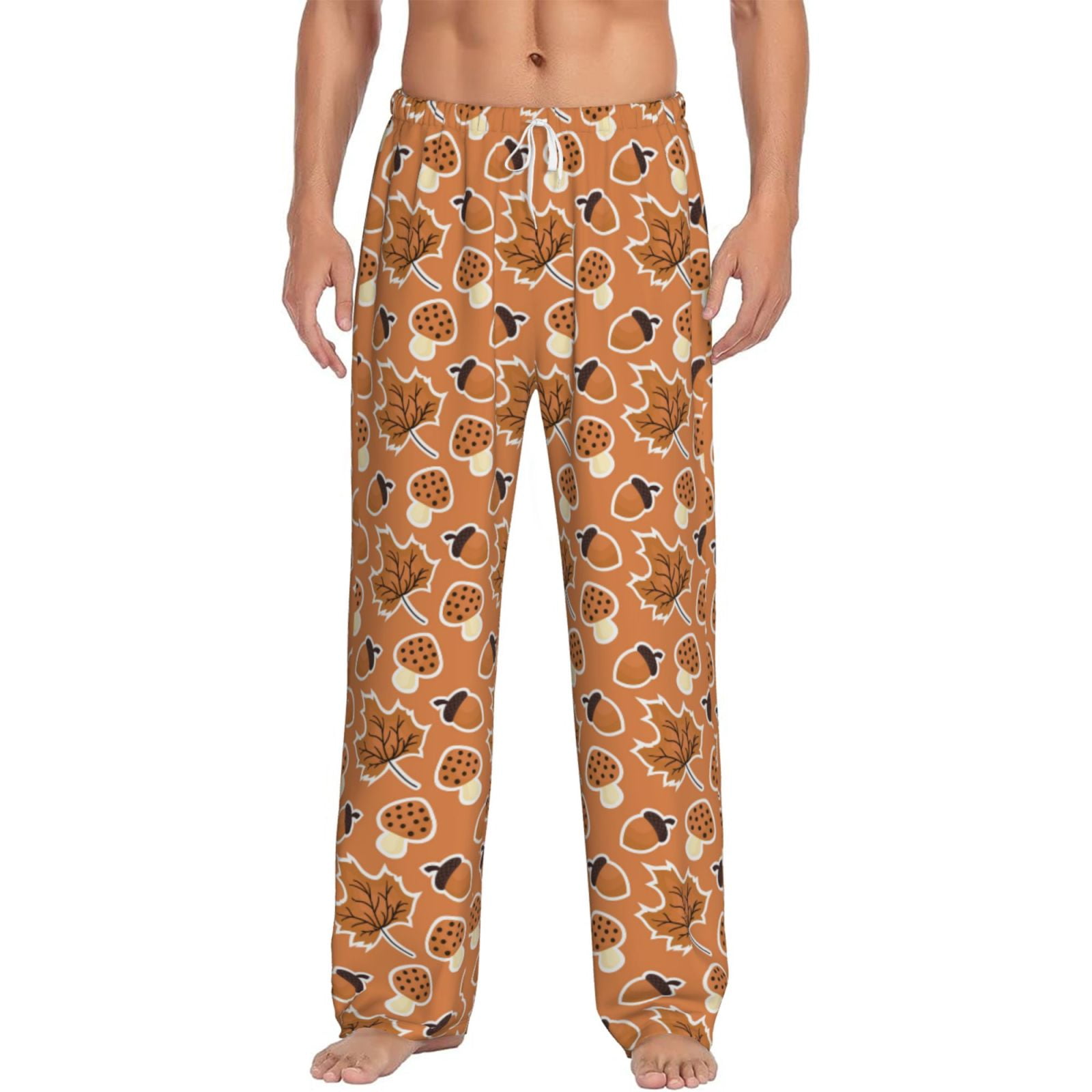 Salouo Mushroom maple nuts Print Pajama Pants for Men, Lounge Pants ...