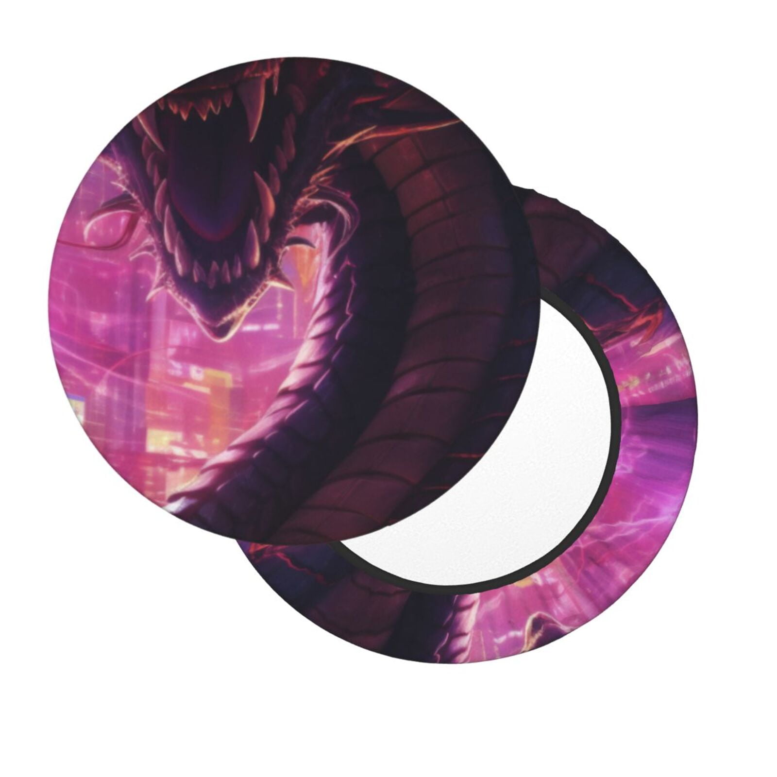 Salouo Neon Futuristic Dragon Pattern Bar Stool Cushion Cover, Round ...