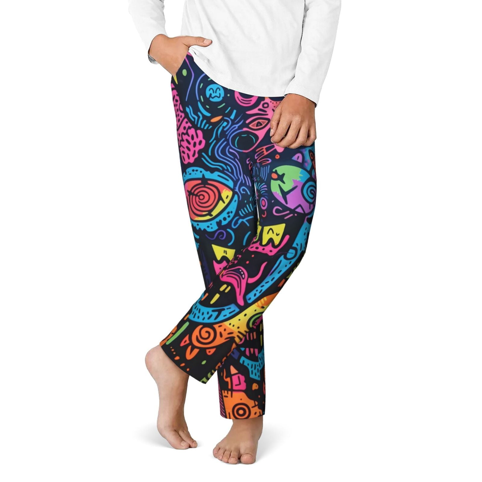 Salouo Neon Graffiti Urban Art Pattern Boys Pajama Pants,Long Sleep ...