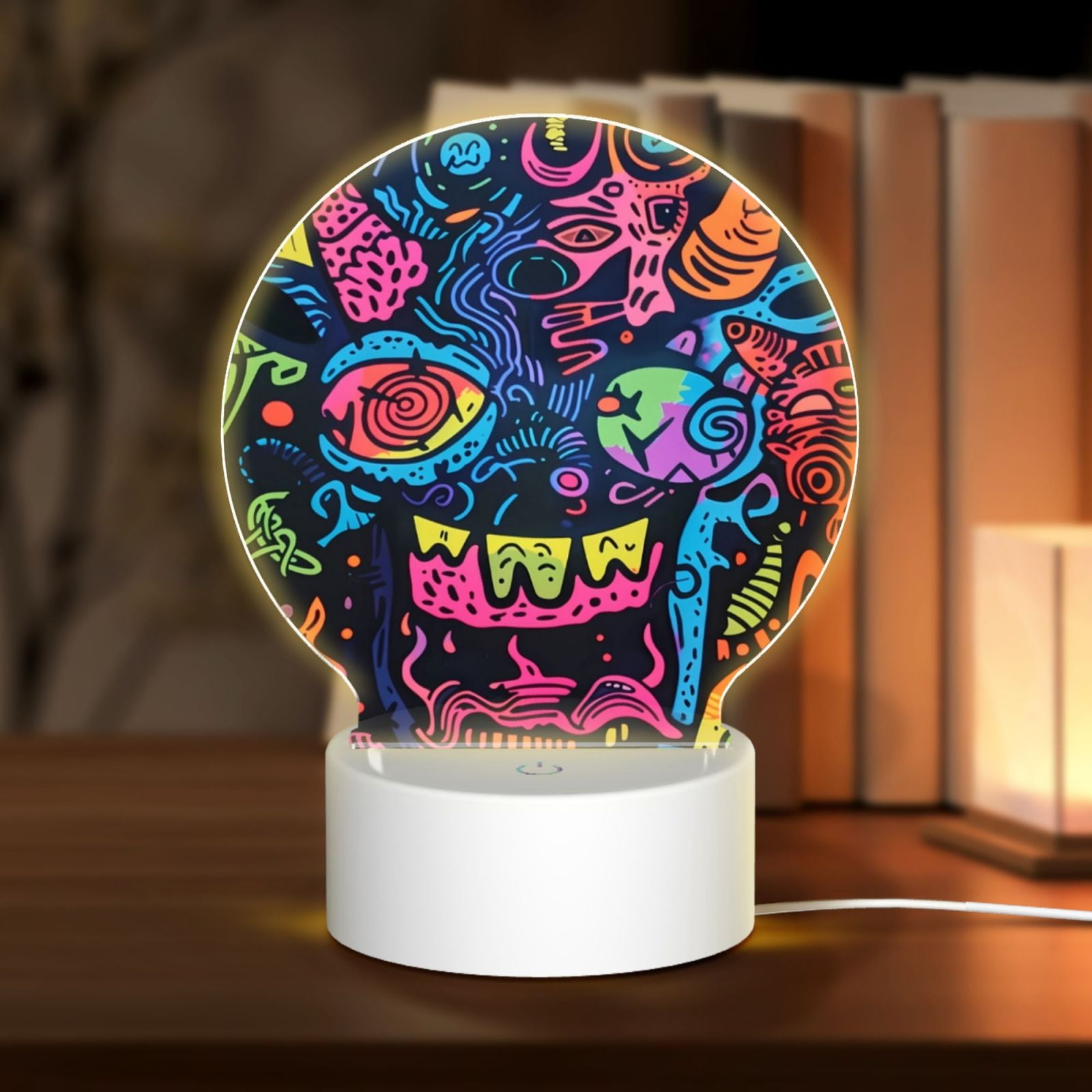Salouo Neon Graffiti Urban Art for Round Acrylic Night Light - Acrylic ...