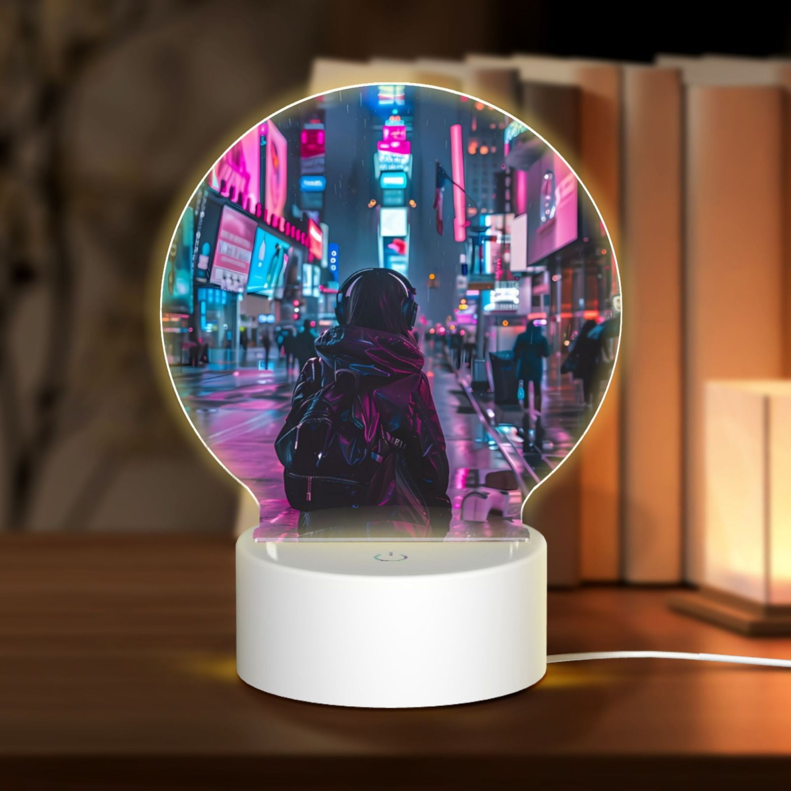 Salouo Neon Night Cityscape for Round Acrylic Night Light - Acrylic ...