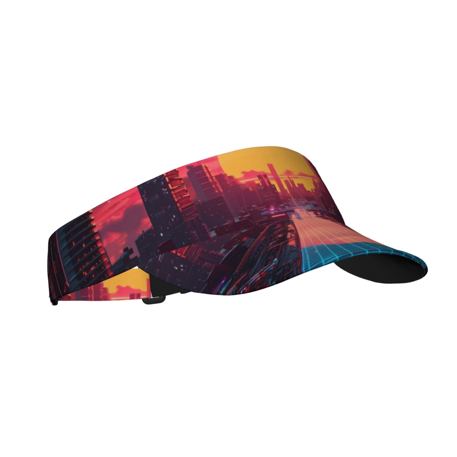Salouo Neon Sunset Cyberpunk Cityscape Pattern Sport Sun Visor Hats,1 ...