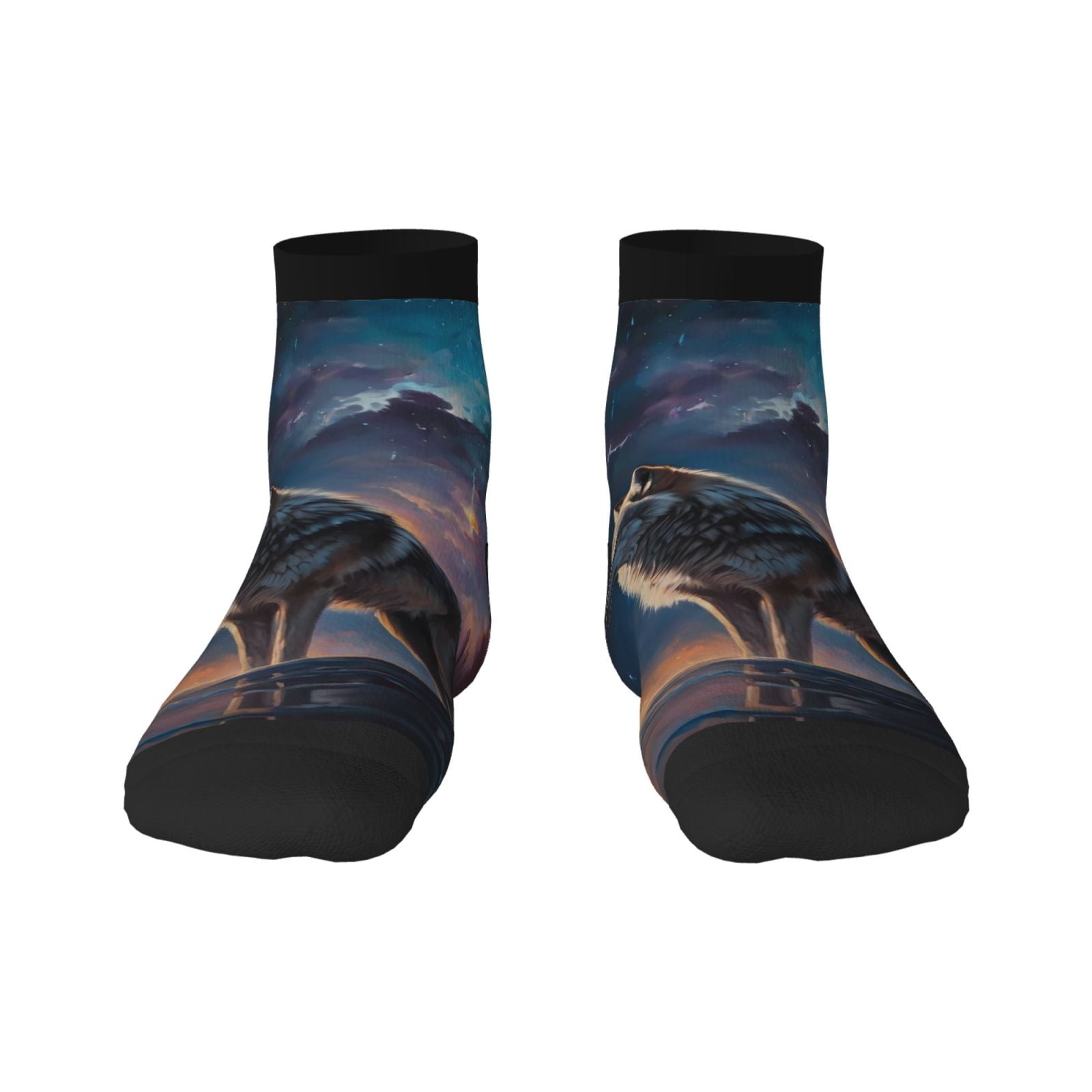Salouo Night Sky Wolf Pattern Unisex Middle Tube Socks,Middle-Finger ...