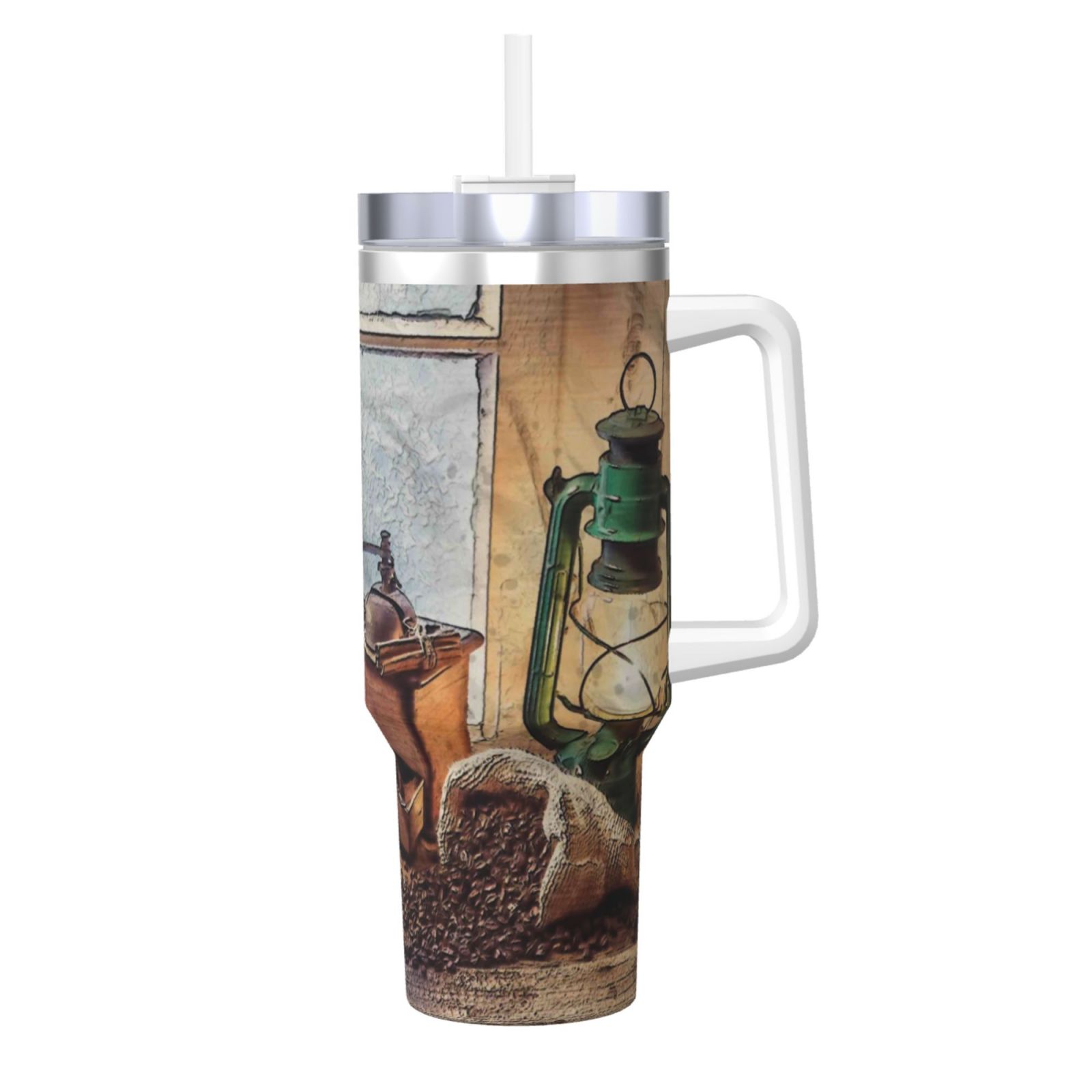 Salouo Oil Lamp Coffee Beans for 40oz Water Bottle with Handle & Flip ...
