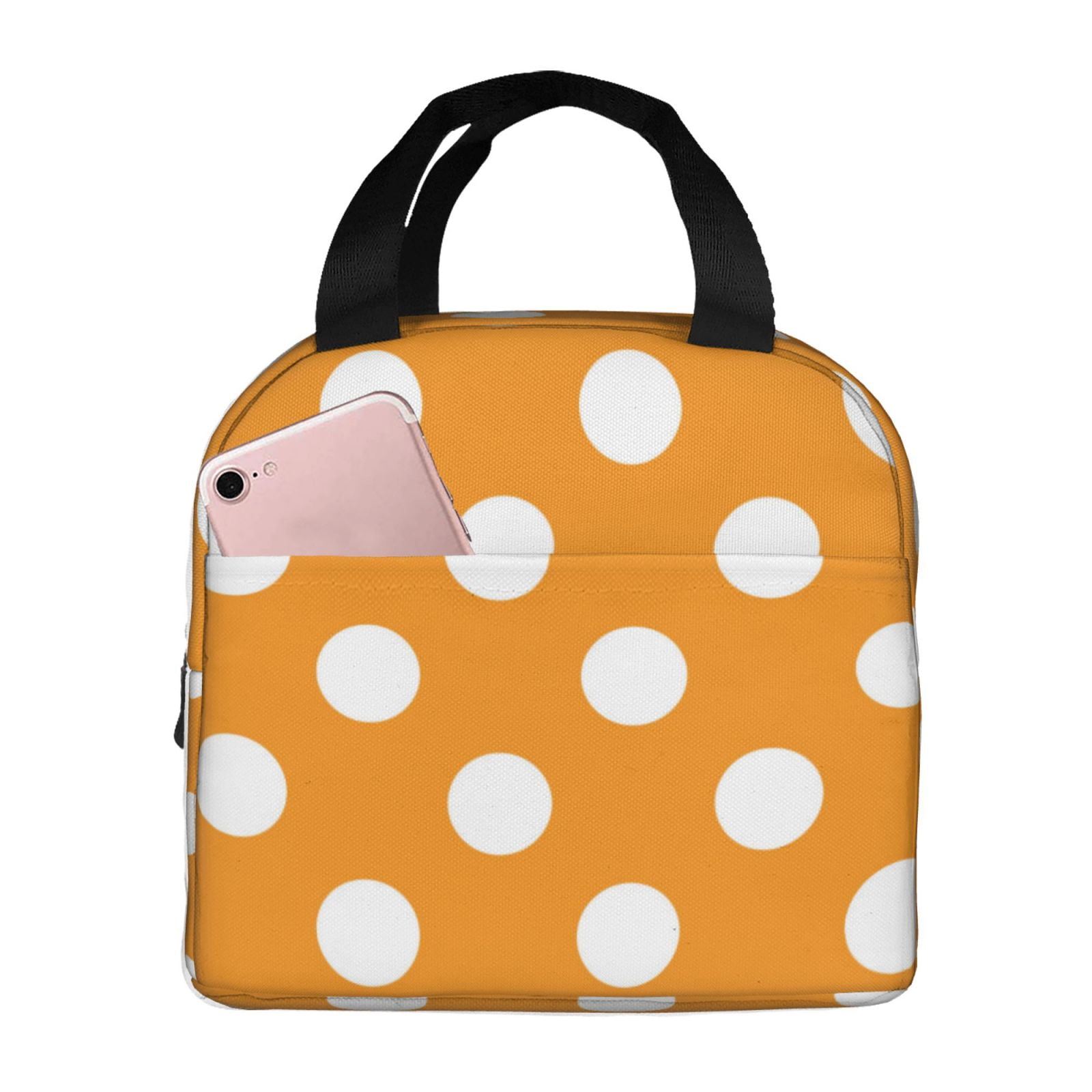 Salouo Orange And White Polka Dot for Unisex Lunch Bag Leakproof Lunch ...