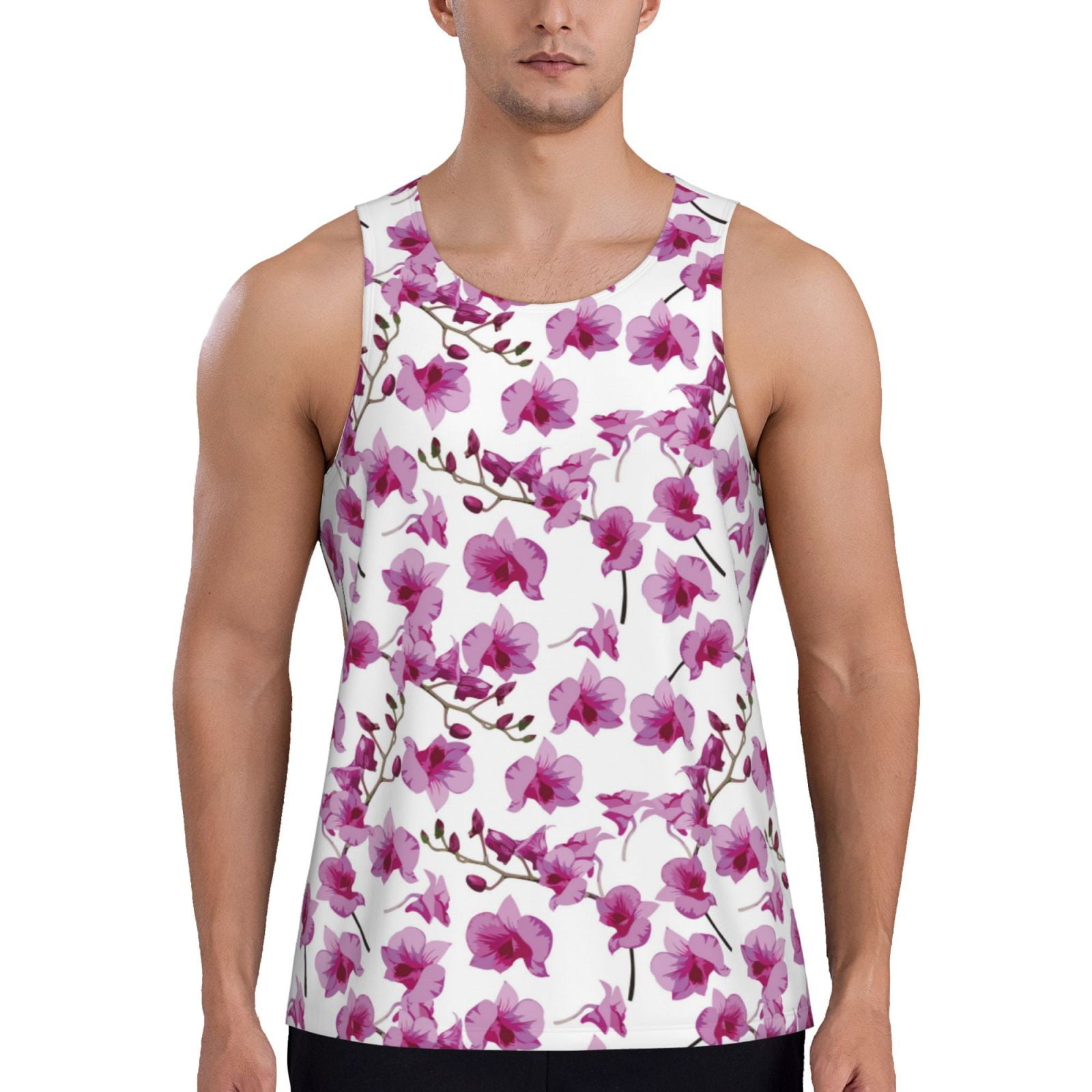 Salouo Orchids Flowers for Men's Tank Tops,Sleeveless Muscle Shirts for ...