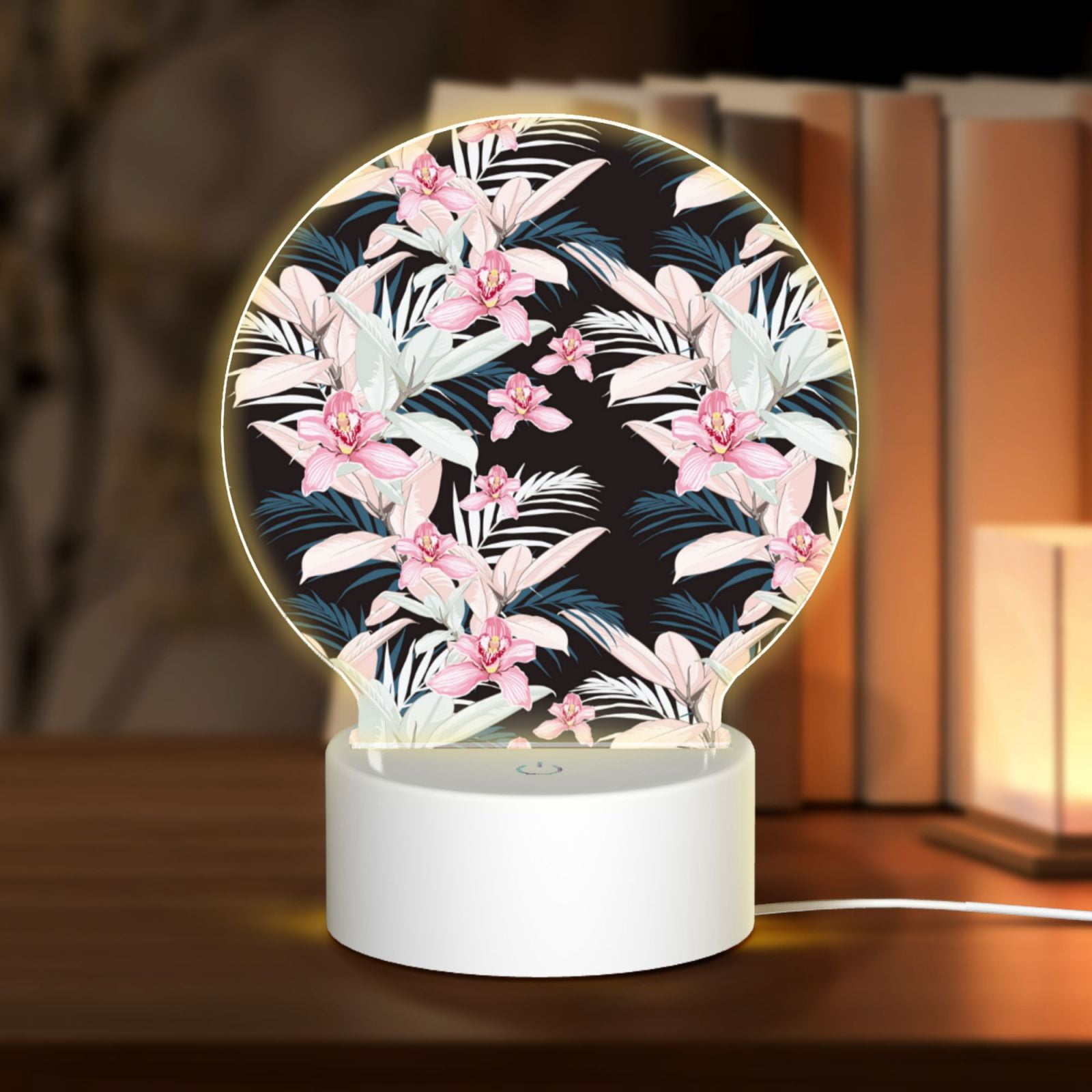 Salouo Orchids Flowers for Round Acrylic Night Light - Acrylic Sheets ...