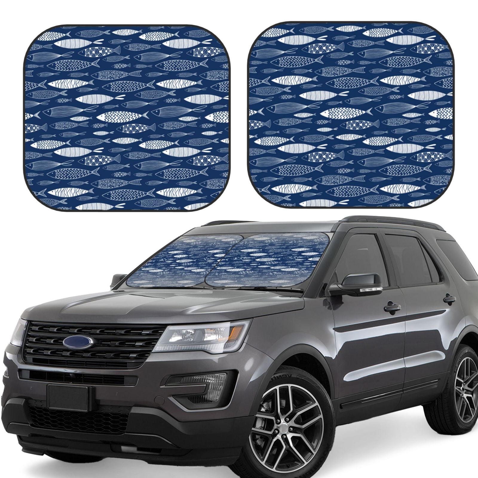 Salouo Ornamental Fish Pattern Car Windshield Sun Shade Foldable ...