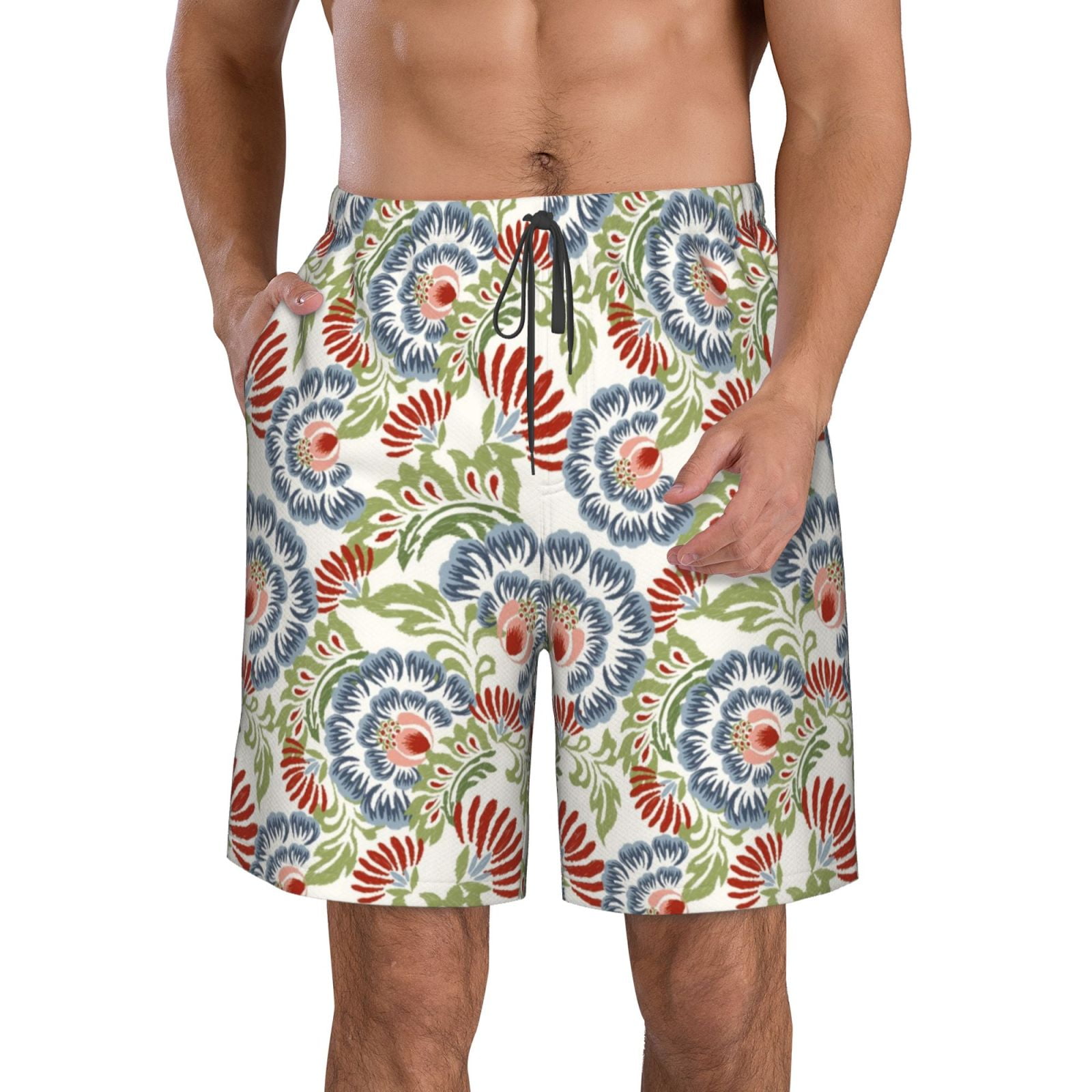 Salouo Paisley Floral 5 Pattern Swim Trunks for Men,Men's Hawaiian ...