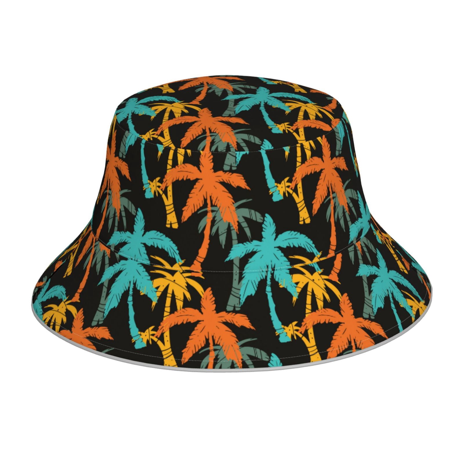 Salouo Palm Trees Print Unisex Bucket Hat, Outdoor Summer Beach Fishing ...