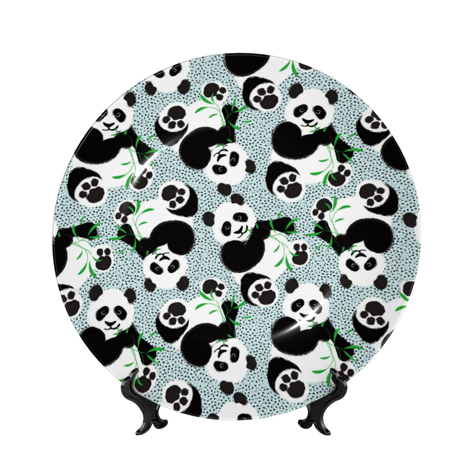 Salouo Panda And Eucalyptus Pattern Bone China Decorative Plate,Holiday ...