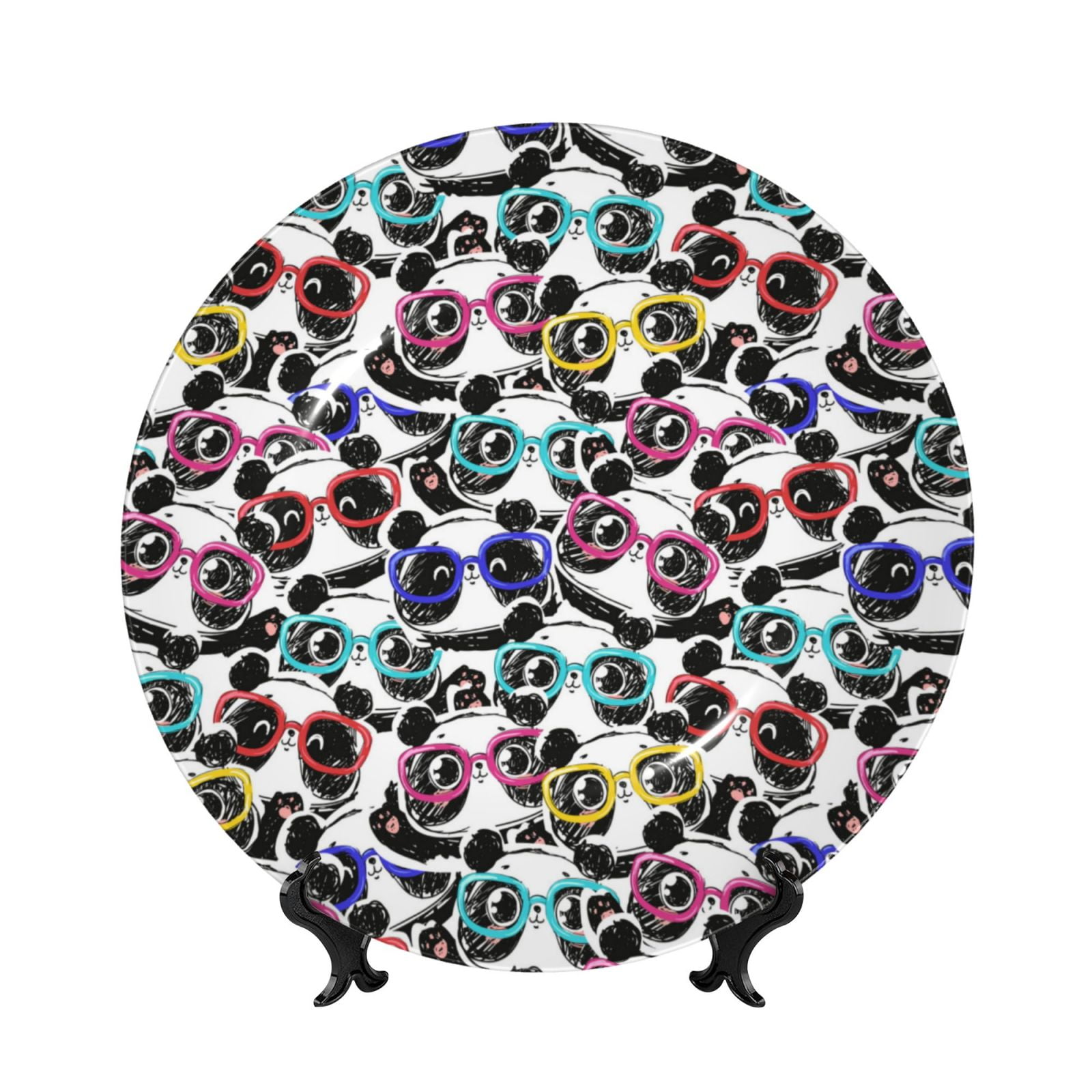 Salouo Panda And Glasses Pattern Bone China Decorative Plate,Holiday ...