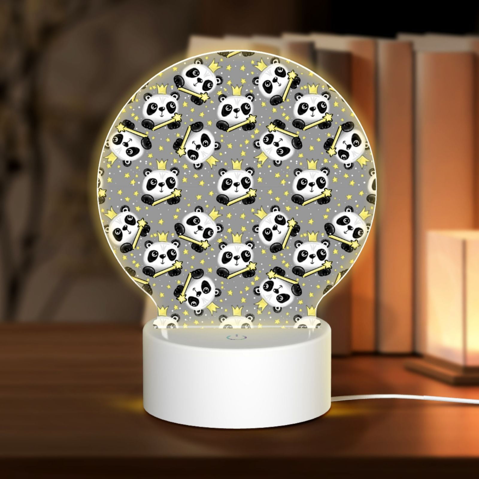 Salouo Panda With Crown And Stars for Round Acrylic Night Light ...