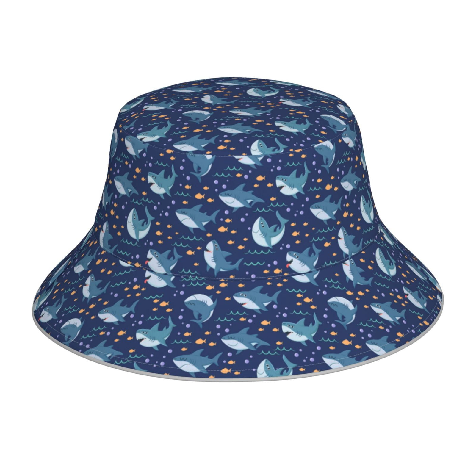 Salouo Party Shark Cut Print Unisex Bucket Hat, Outdoor Summer Beach ...