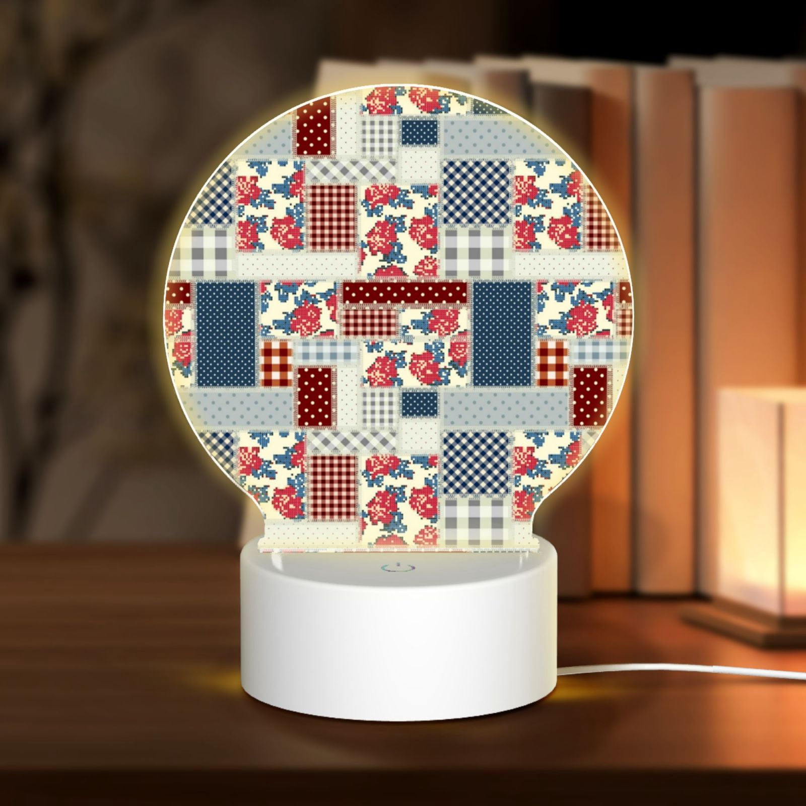 Salouo Patchwork In Country Style for Round Acrylic Night Light ...