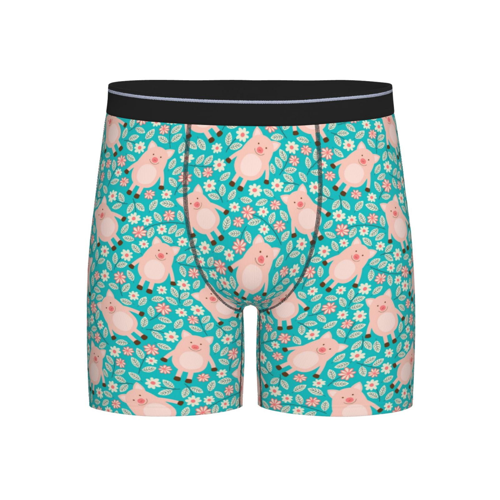 Salouo Pig And Flower Pattern Men's Boxer Briefs, Soft & Breathable ...