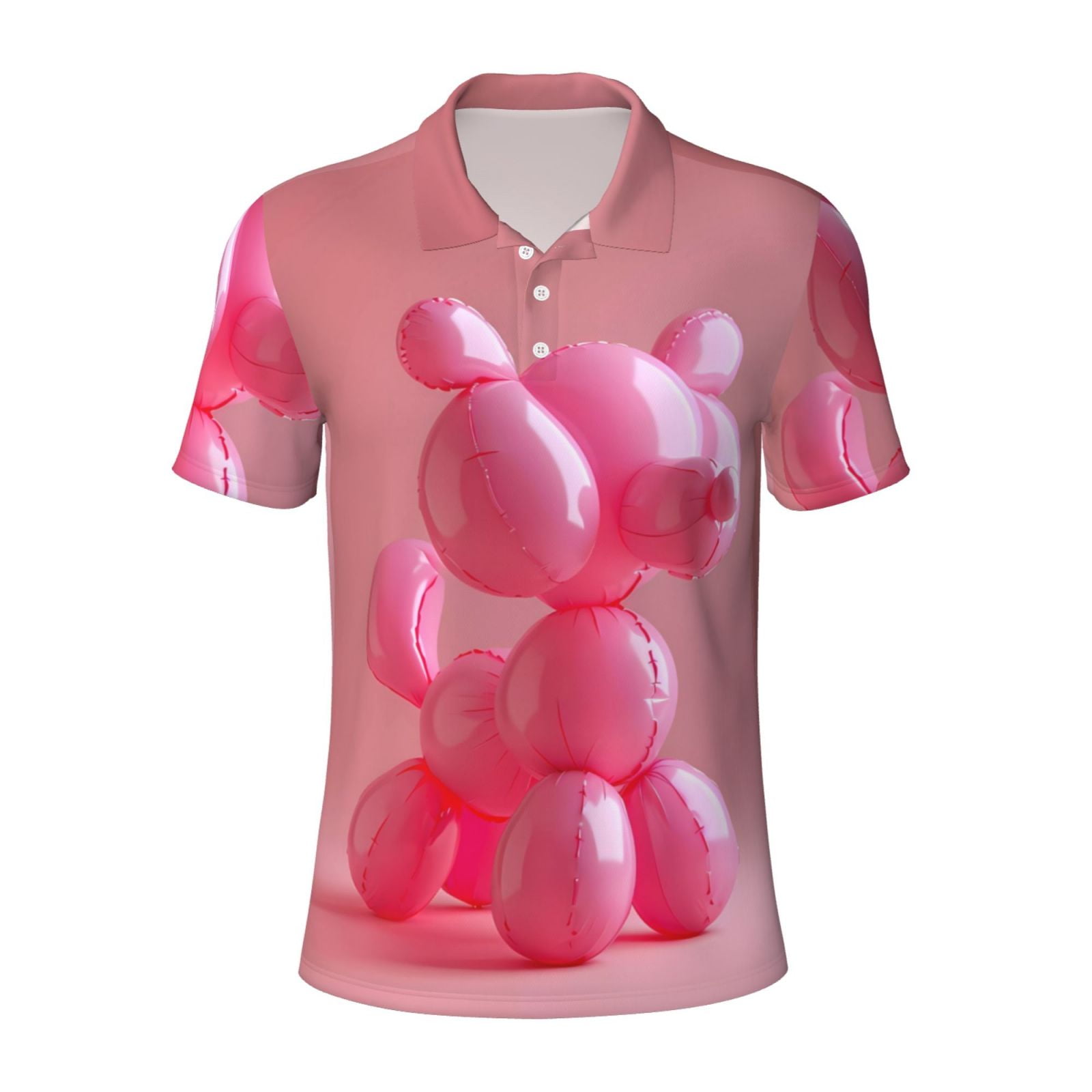 Salouo Pink Balloon Puppy Art for Men's Short Sleeve Polo Shirts,Polo ...