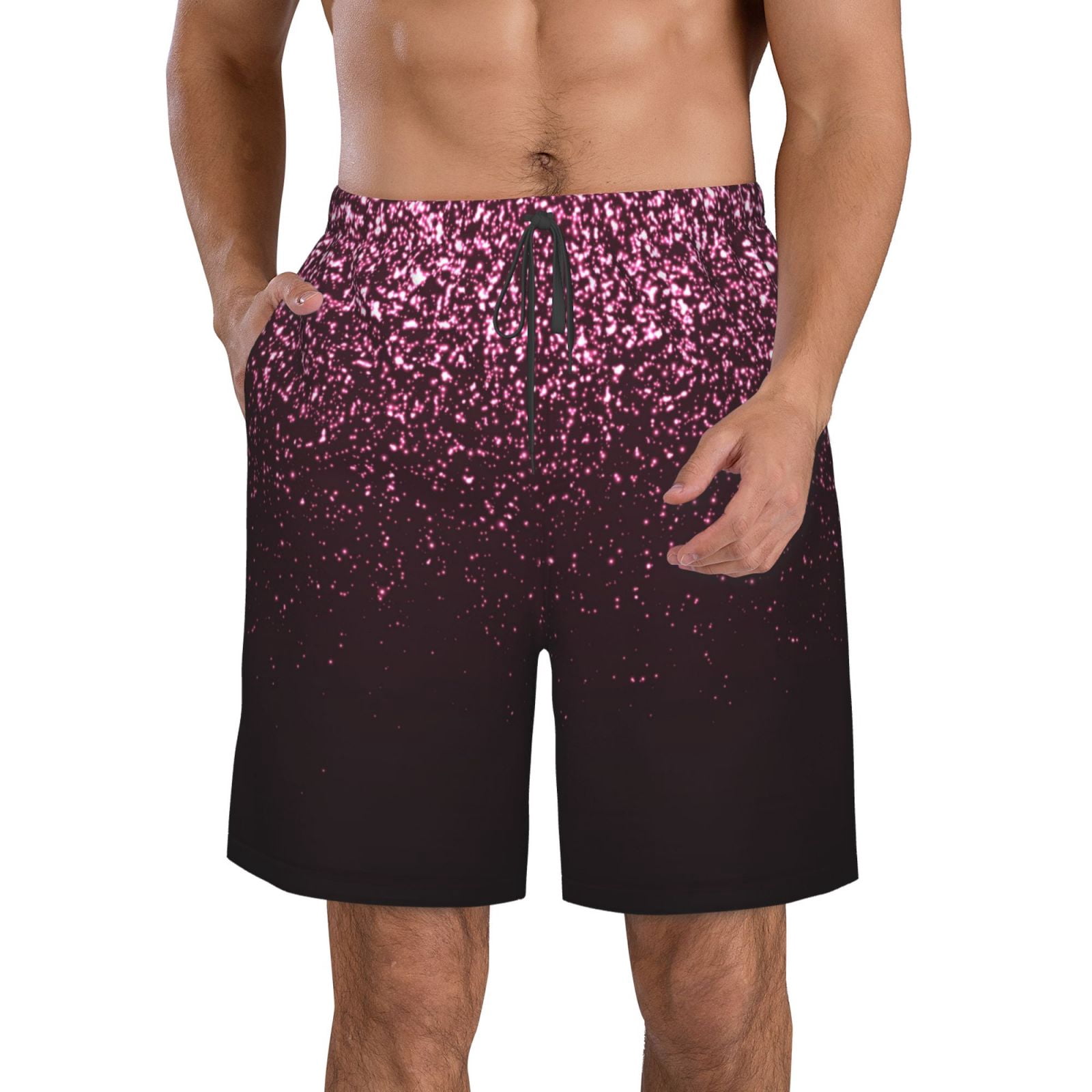 Salouo Pink Glitter Sparkles A Pattern Swim Trunks for Men,Men's ...