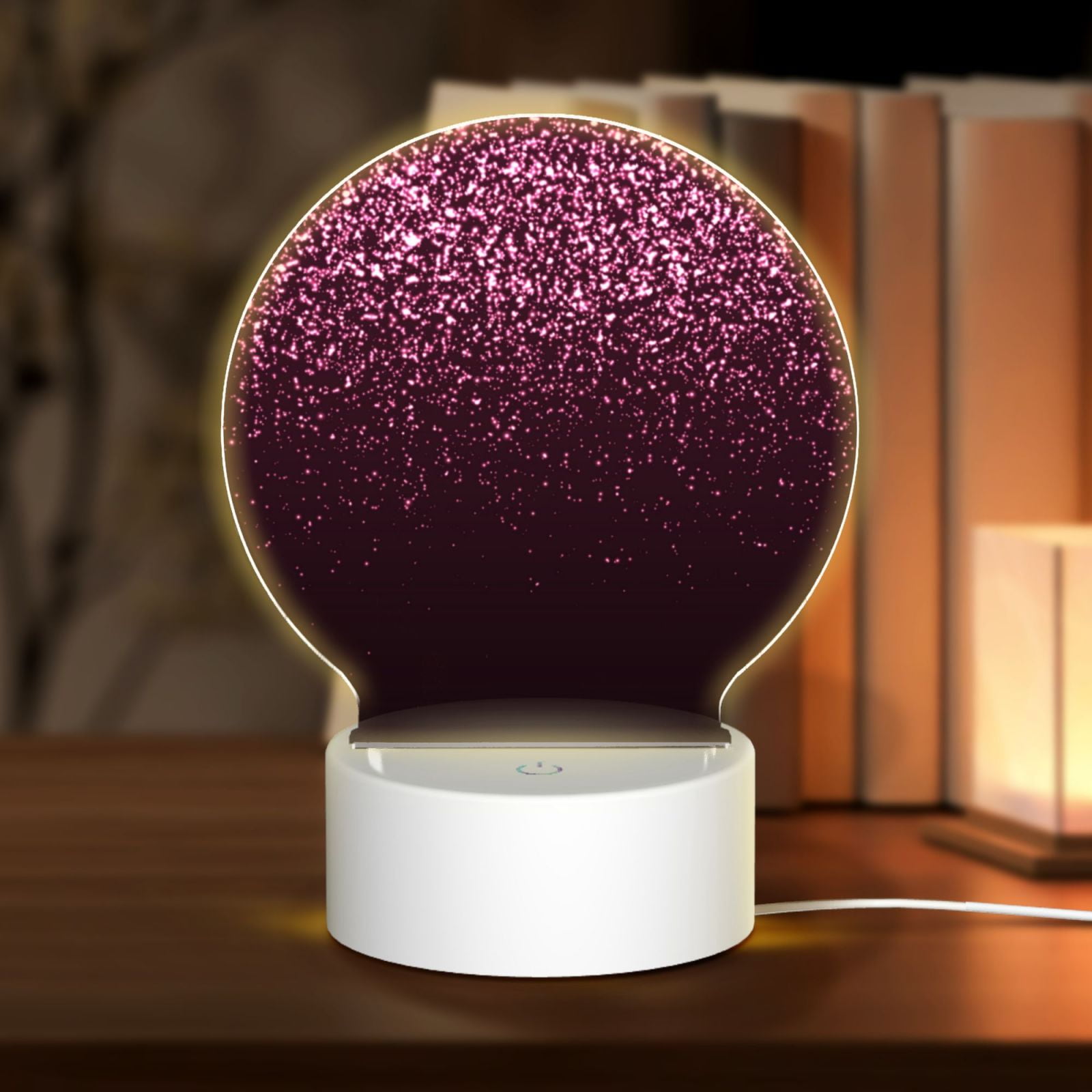 Salouo Pink Glitter Sparkles A for Round Acrylic Night Light - Acrylic ...