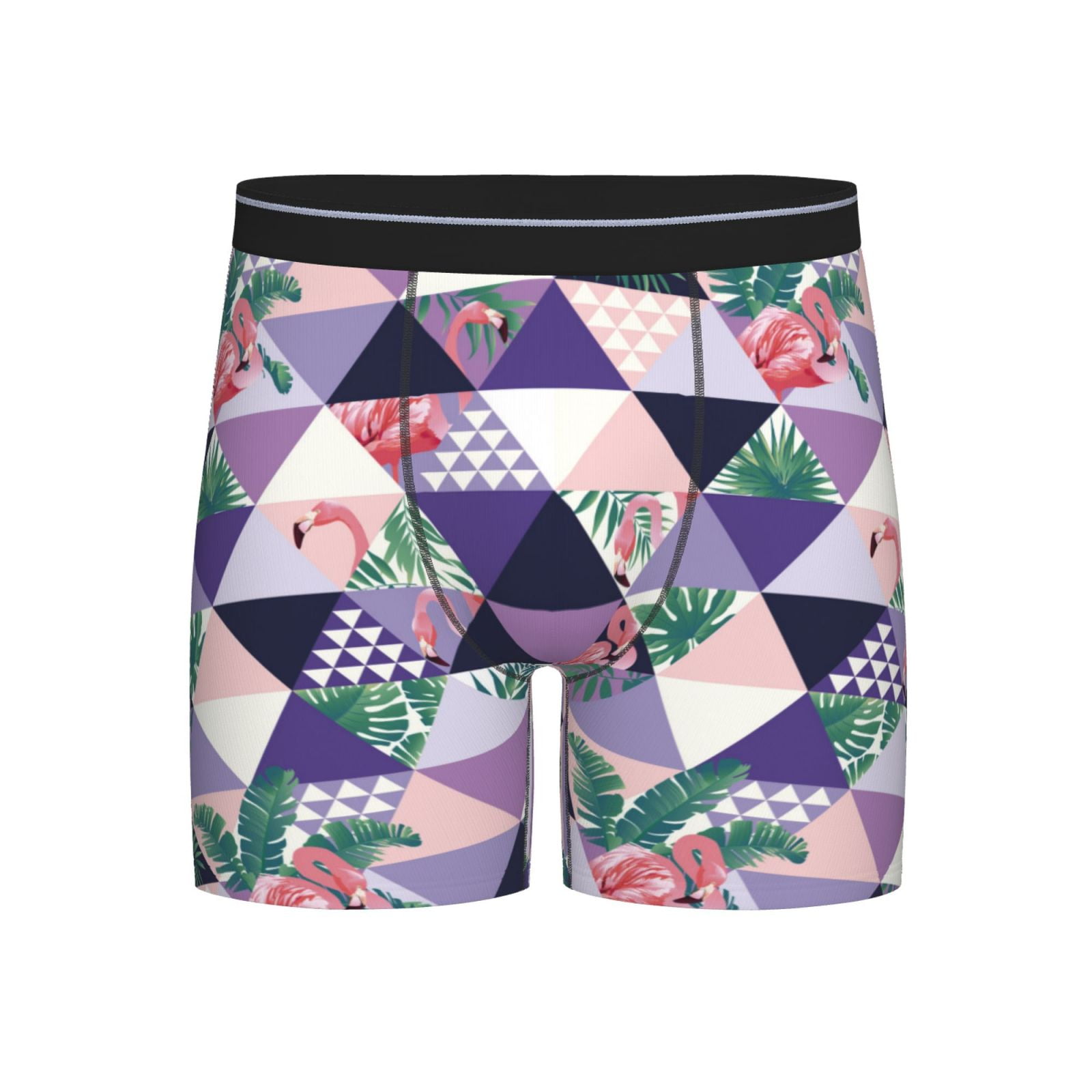Salouo Plaid Flamingo Pattern Men's Boxer Briefs, Soft & Breathable ...