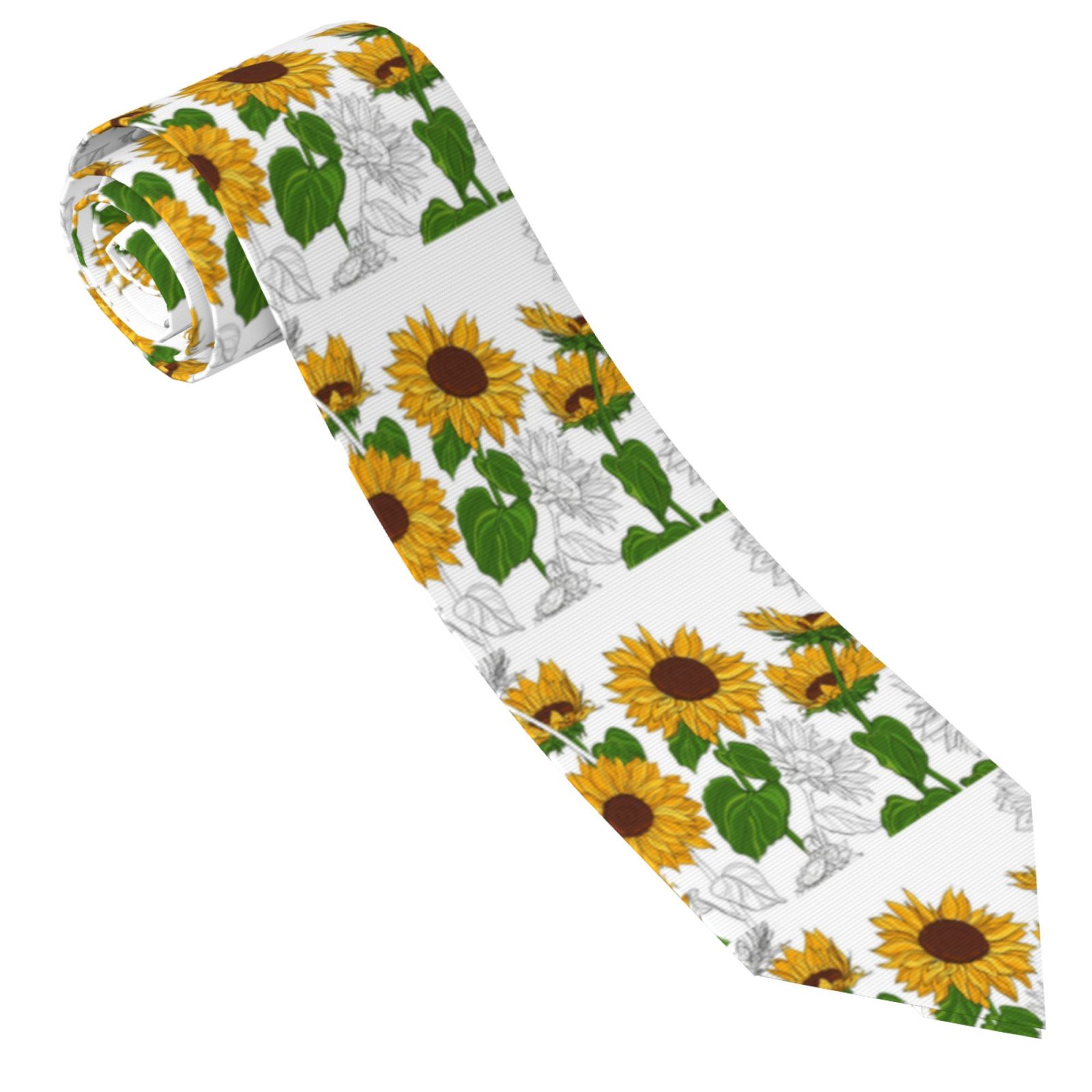 Salouo Plump Sunflower And Sketch Pattern Men's Silk Ties 4.7"Necktie ...