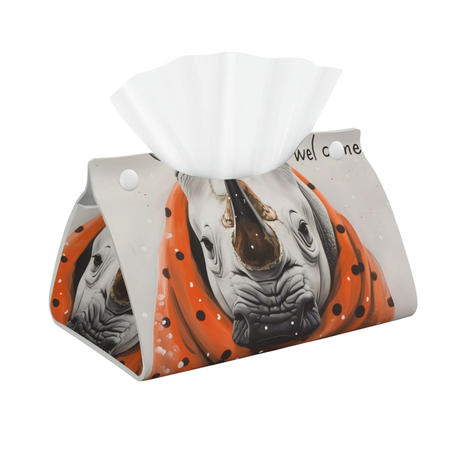 Salouo Polka Dot Rhino Welcome Pattern Long Tissue Box Cover ...