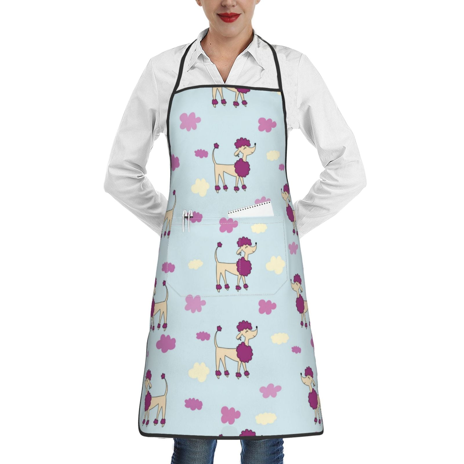 Salouo Poodle Dog 1 Pack Kitchen Aprons for Women Men Chef with 2 ...