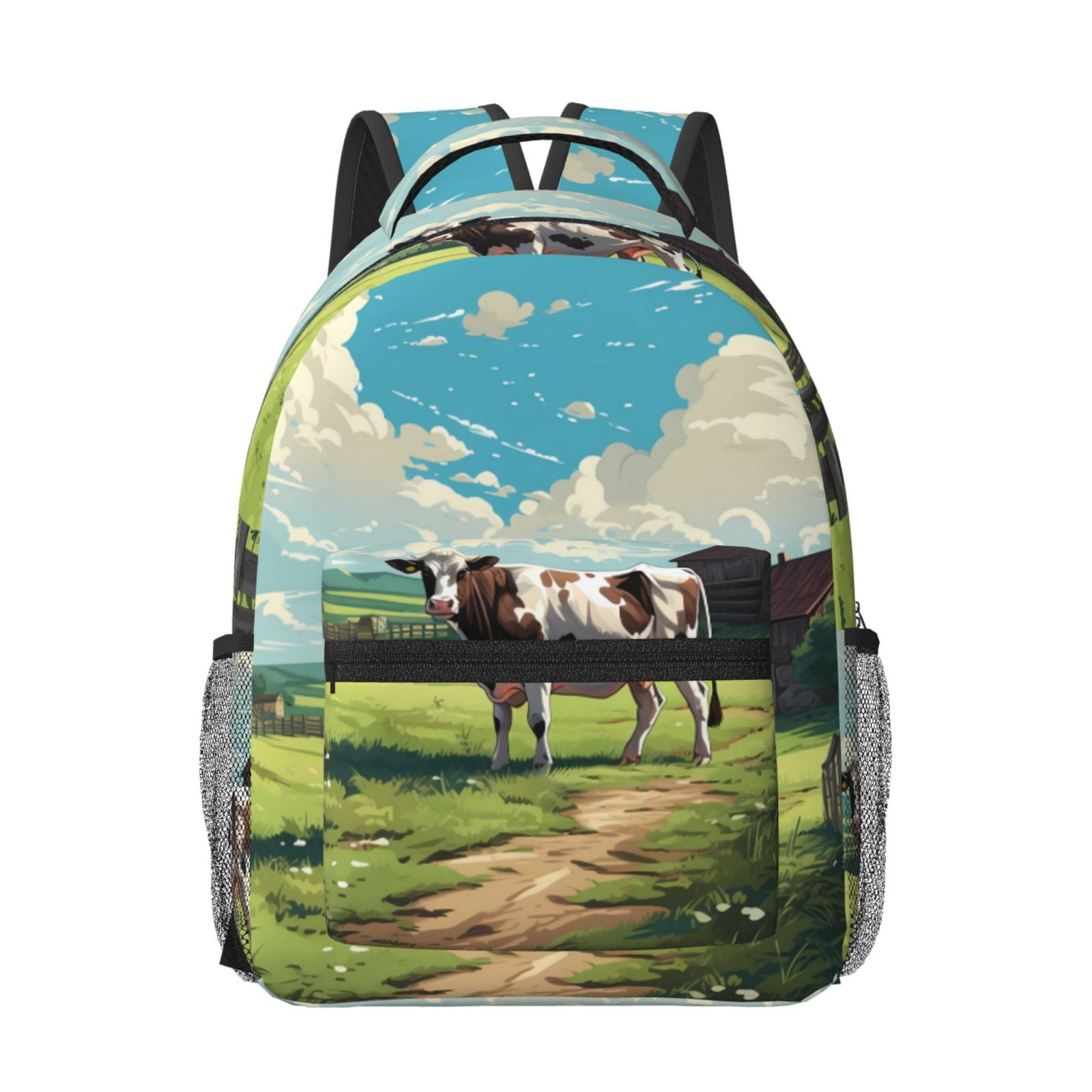 Salouo Prairie Pasture Cow Print Laptop Backpack 16.5'' Daypack Carry ...