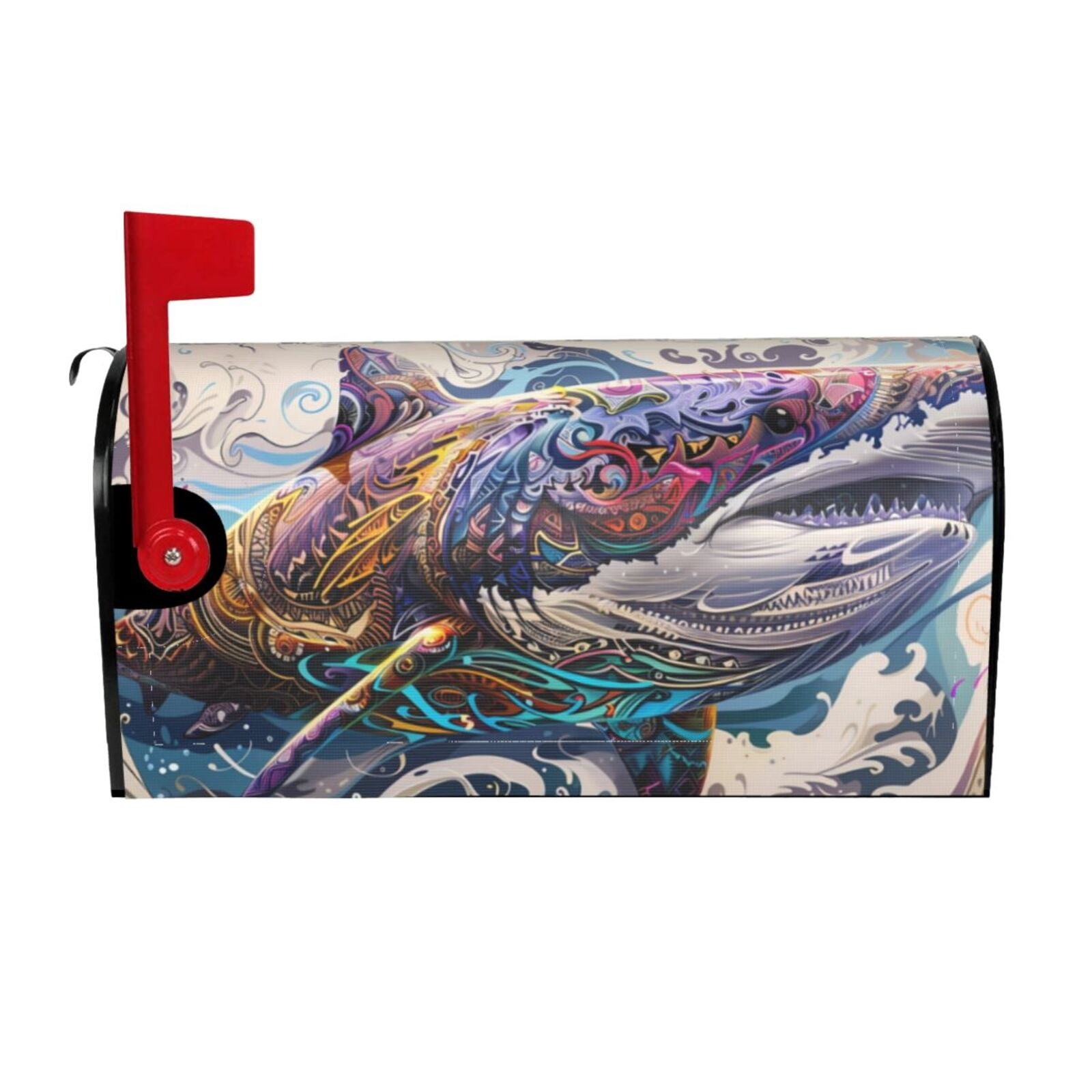Salouo Psychedelic Shark Artwork for Magnetic Mailbox Covers Waterproof ...
