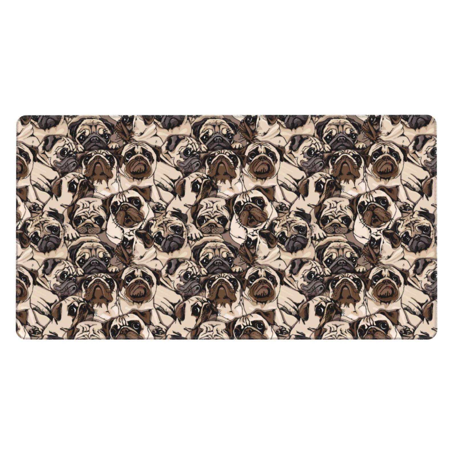 Salouo Pug Print Large Mouse Pad,Extended Mat Desk Pad, 3mm Thick Mice ...