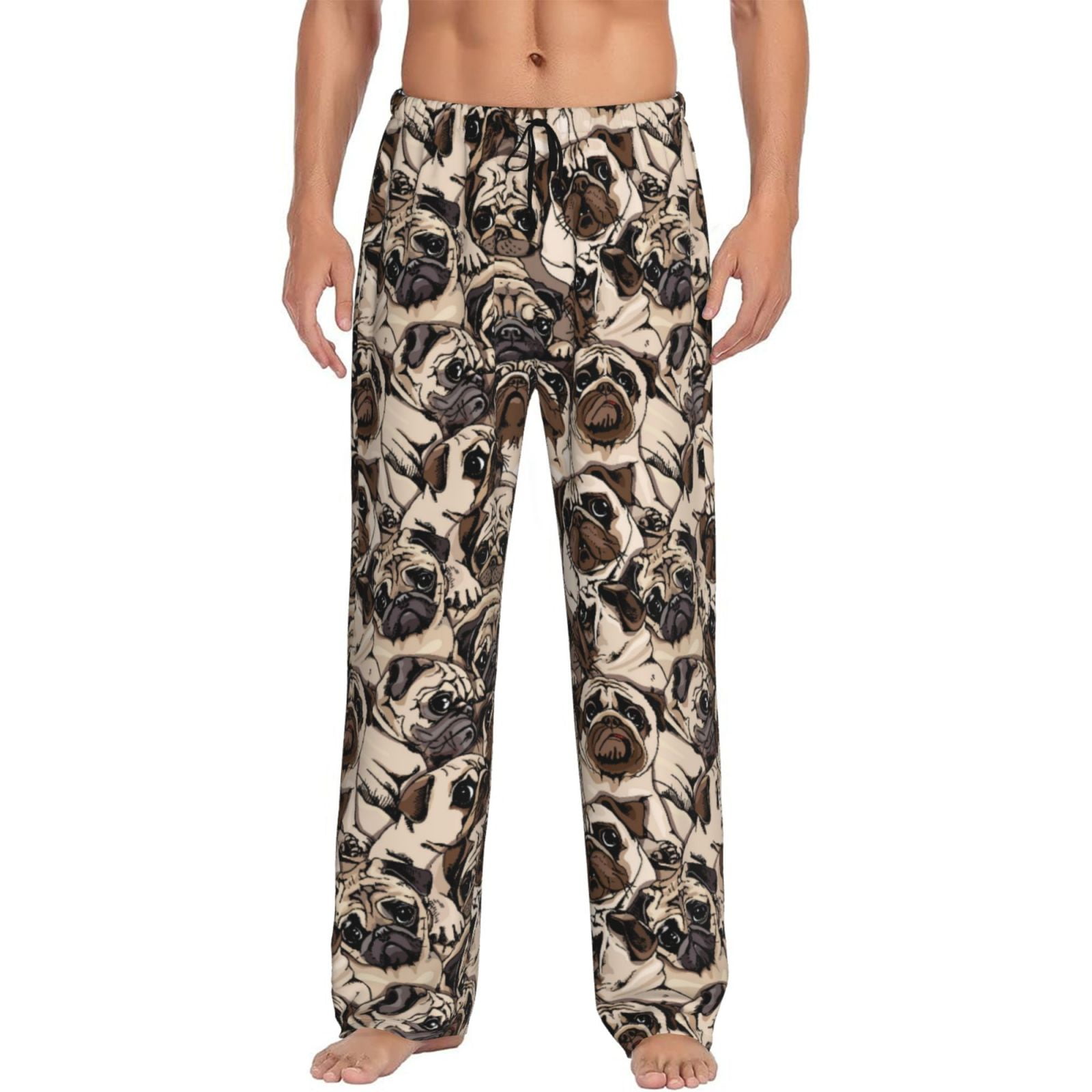 Salouo Pug Print Pajama Pants for Men, Lounge Pants Elastic Waistband ...