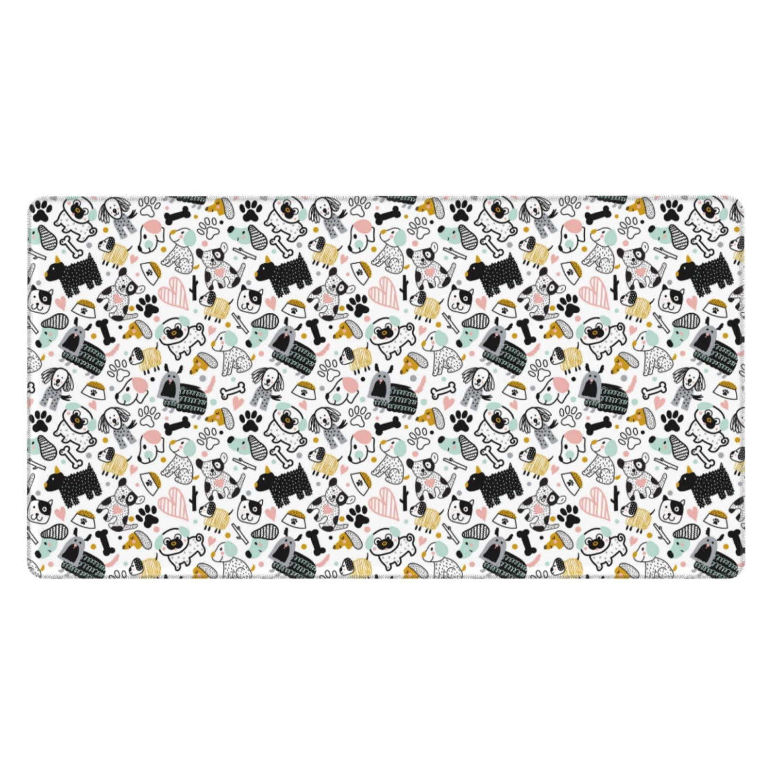 Salouo Puppy Print Large Mouse Pad,Extended Mat Desk Pad, 3mm Thick ...