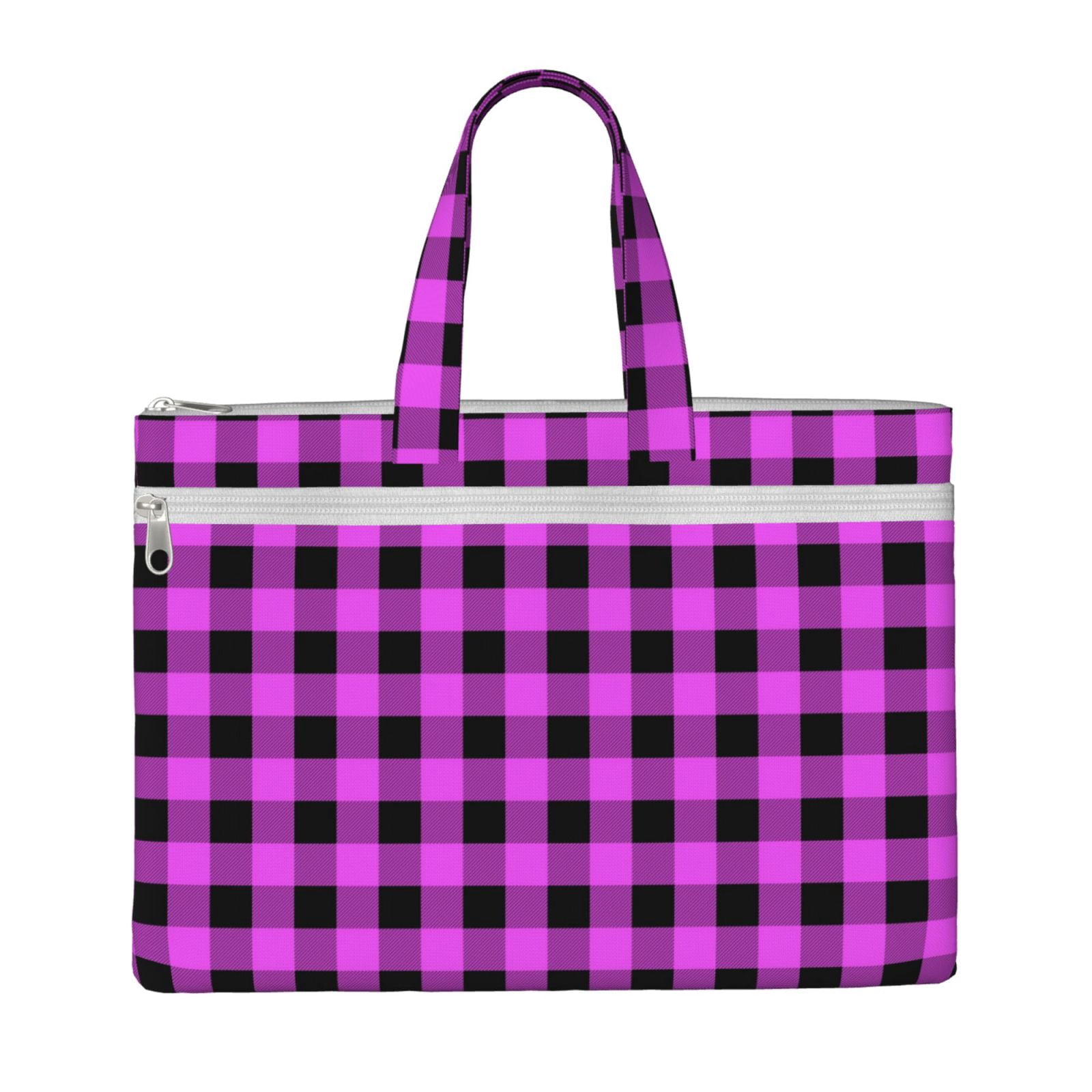 Salouo Purple Black Buffalo Plaid for Canvas Tote File Bag, Tote Bag ...