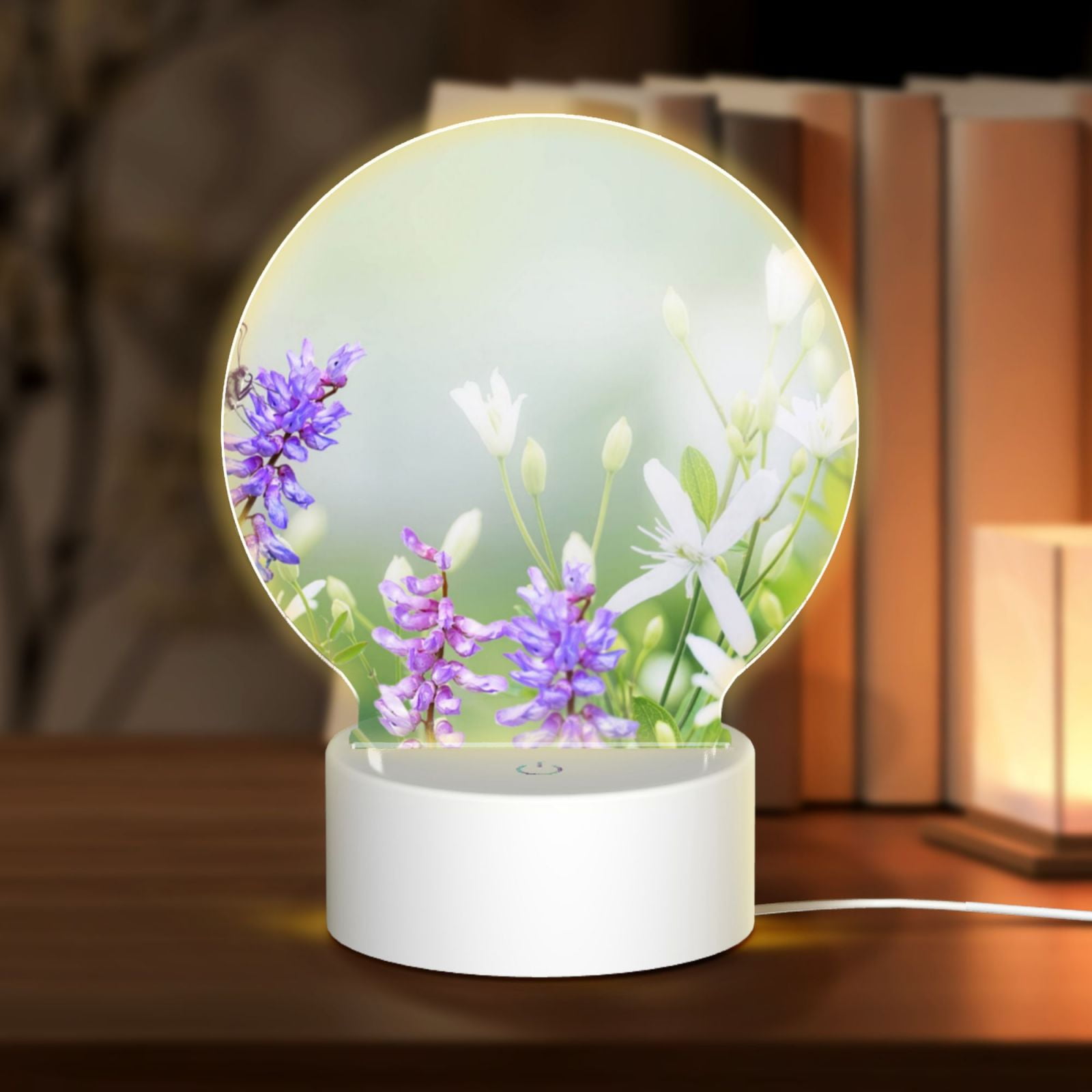 Salouo Purple Butterfly On Wild for Round Acrylic Night Light - Acrylic ...