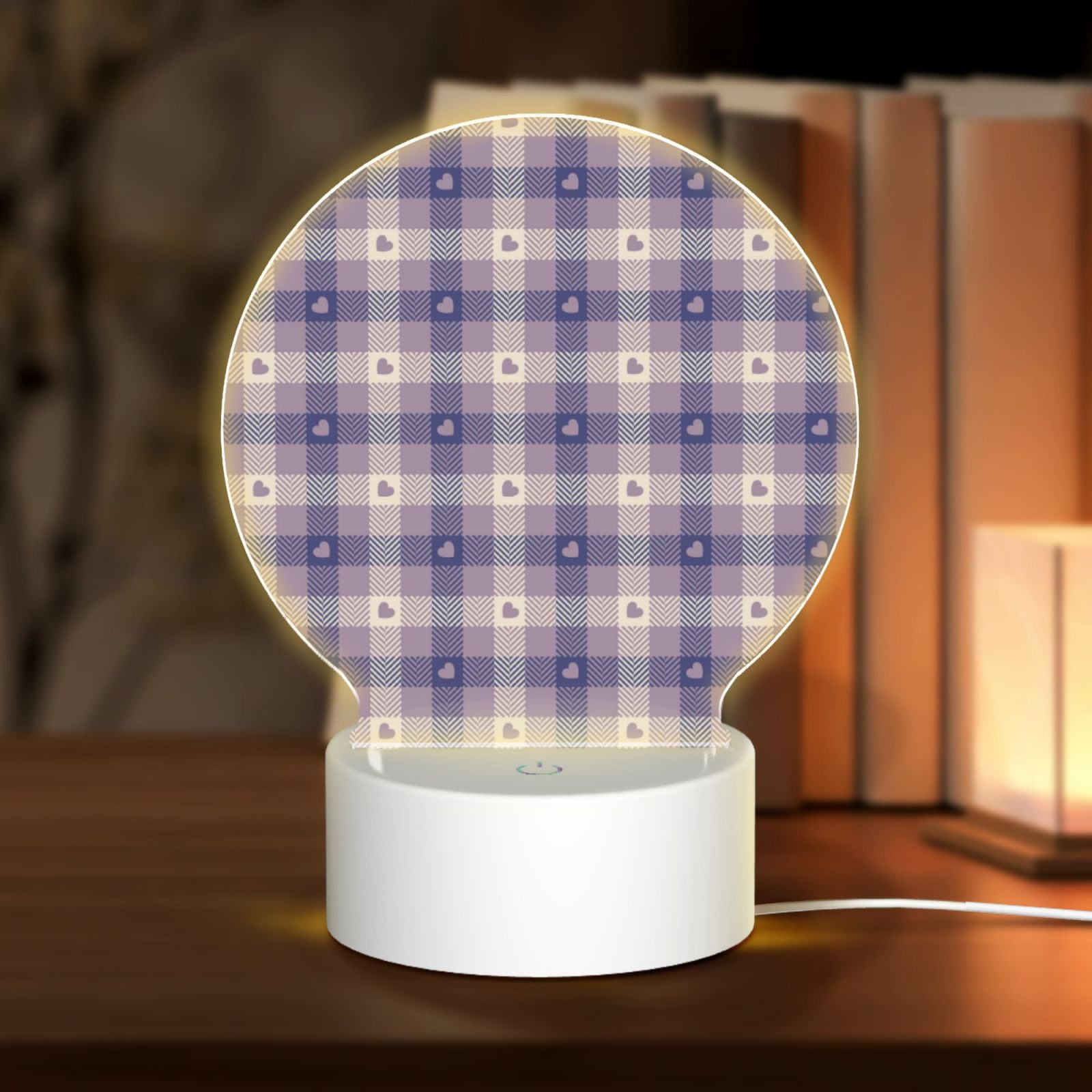 Salouo Heart Check Plaid for Round Acrylic Night Light - Acrylic Sheets ...