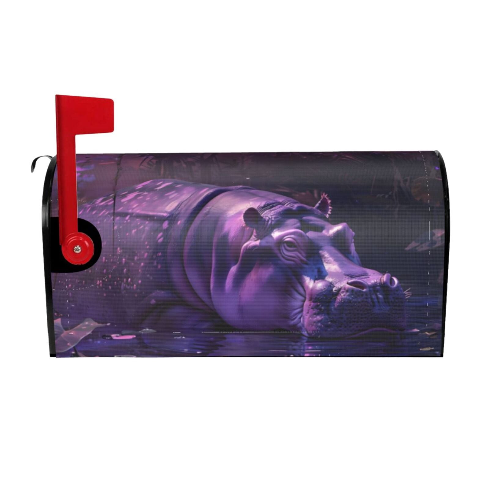 Salouo Purple Hippo In Water for Magnetic Mailbox Covers Waterproof ...
