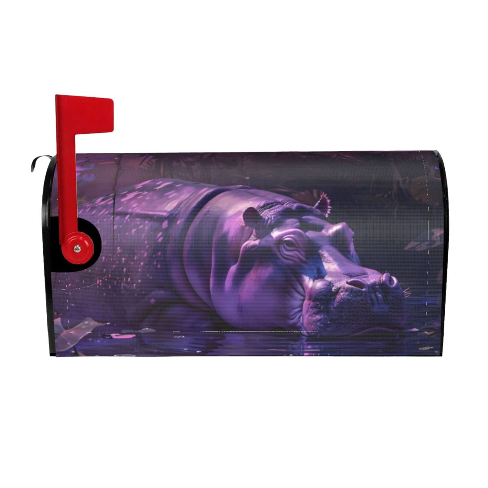 Salouo Purple Hippo In Water for Magnetic Mailbox Covers Waterproof ...
